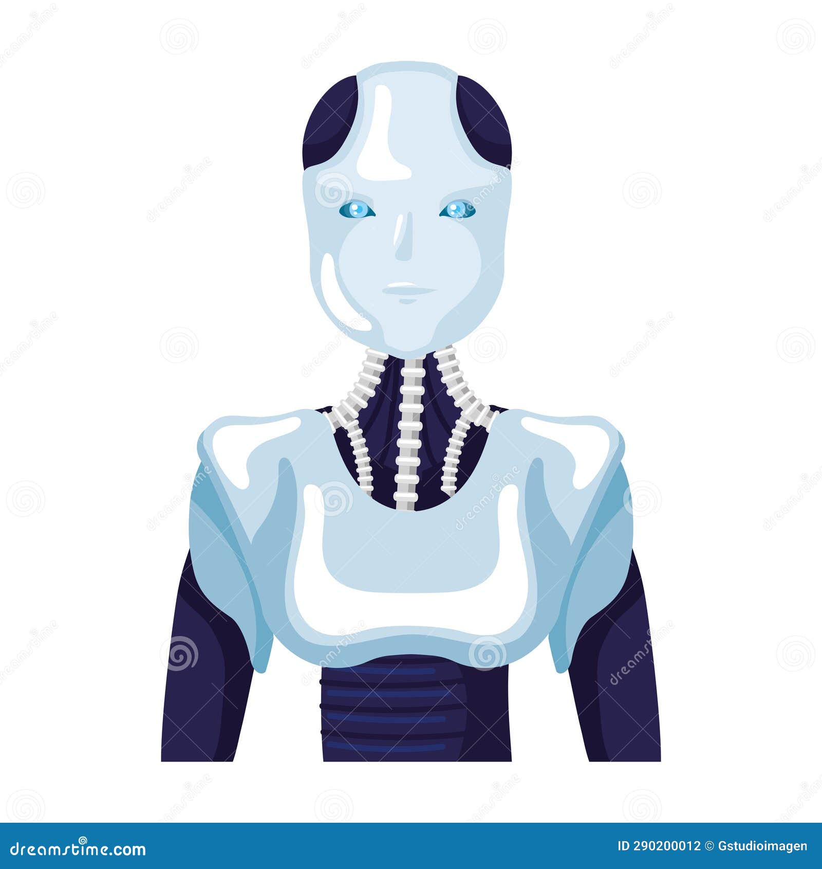 Robot Ai Technology Front View Stock Illustration - Illustration of ...