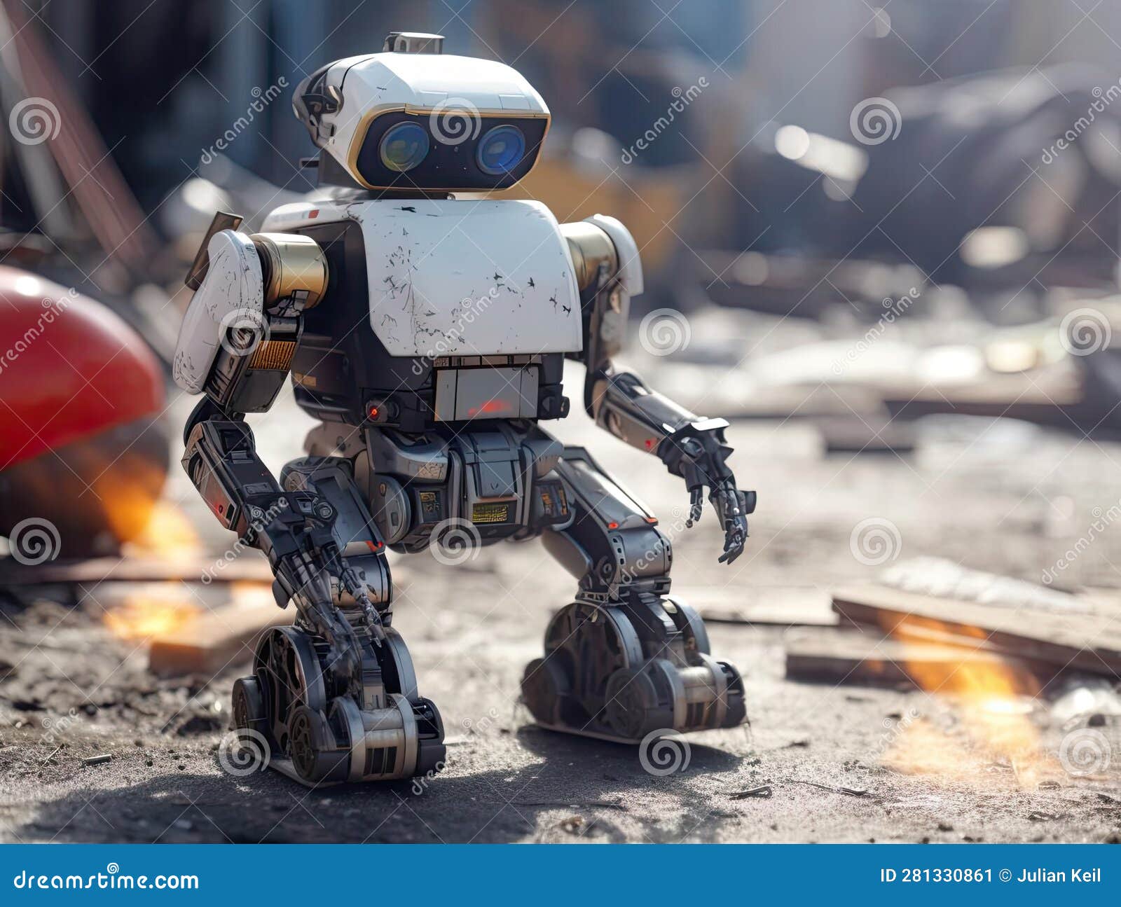 Robot Aiding Disaster Relief with AI Stock Illustration - Illustration ...