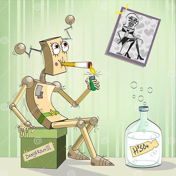 Robot-alcoholic stock vector. Illustration of machinery - 24457366