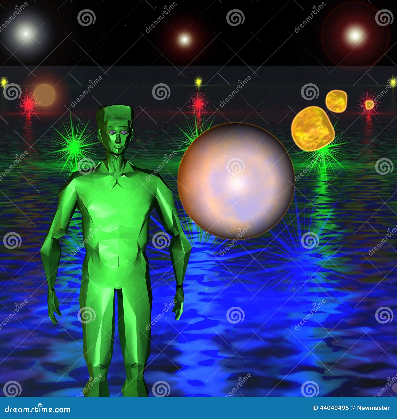 Robot Alien Monster Chasing Woman. Royalty-Free Illustration ...