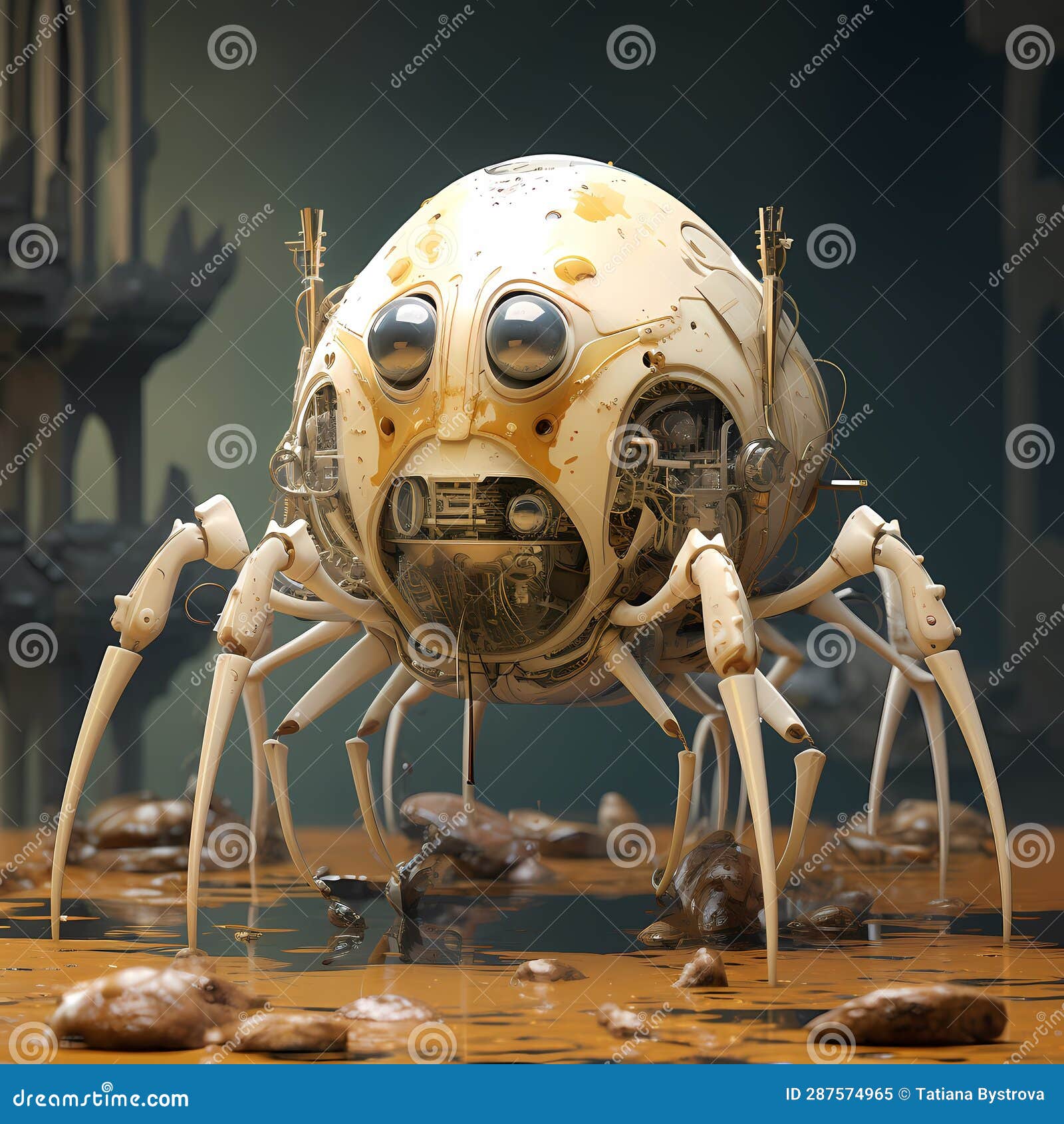 Robot Alien Monster Chasing Woman. Royalty-Free Illustration ...