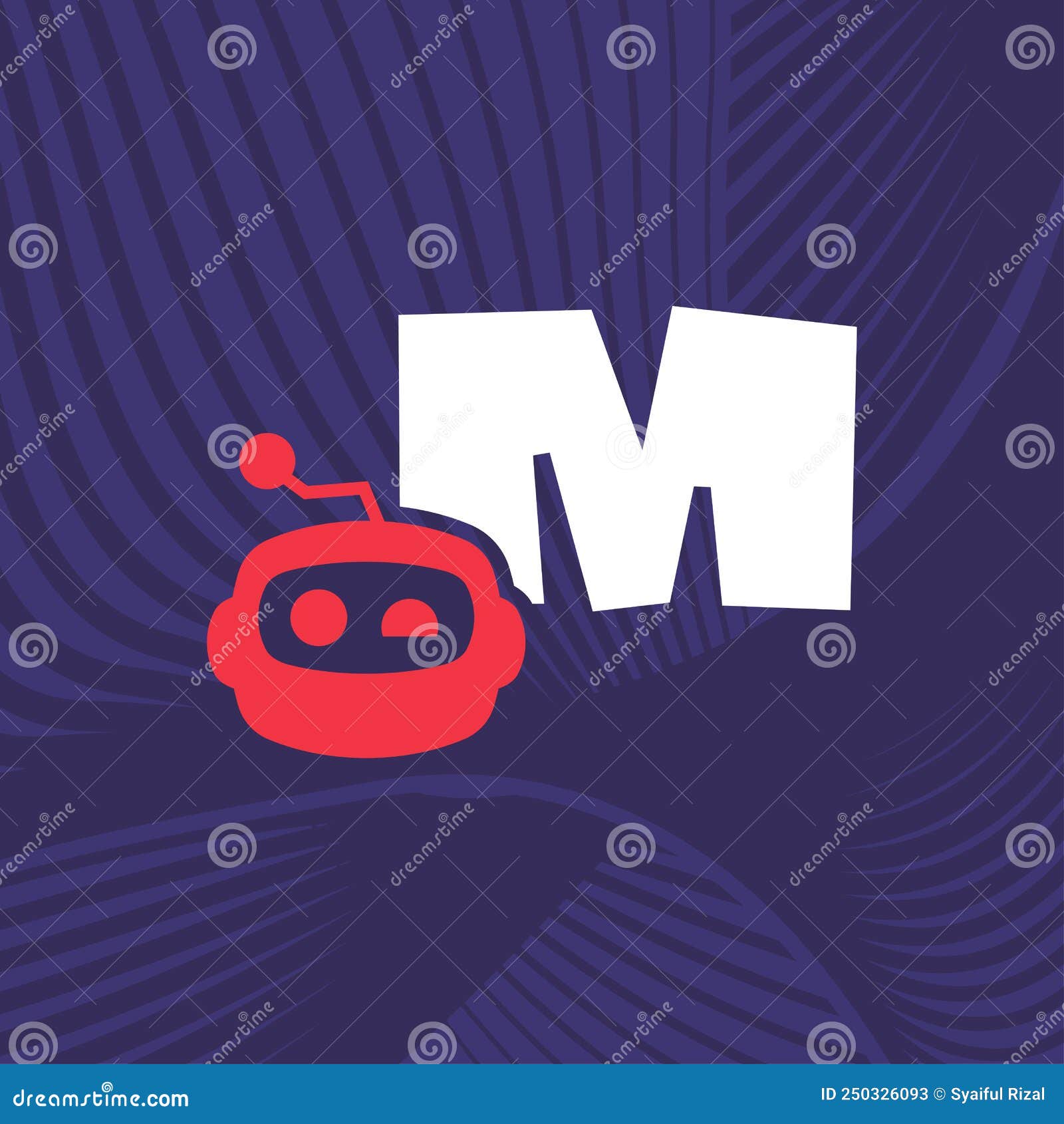 Robot Logo with Alphabet M with Background Stock Illustration ...
