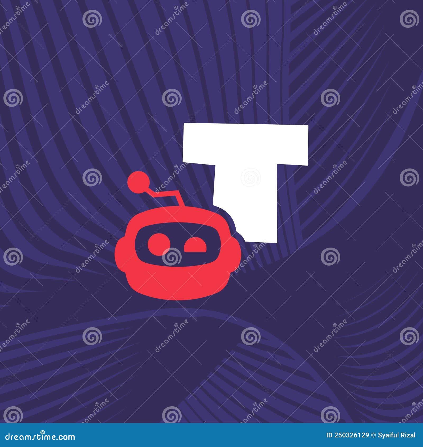 Robot Logo with Alphabet T with Background Stock Illustration ...
