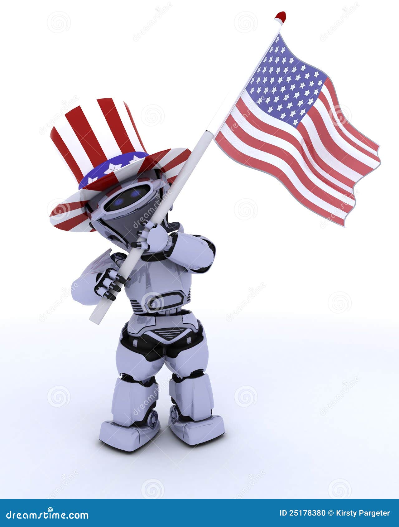 Robot with american flag stock illustration. Illustration of american ...