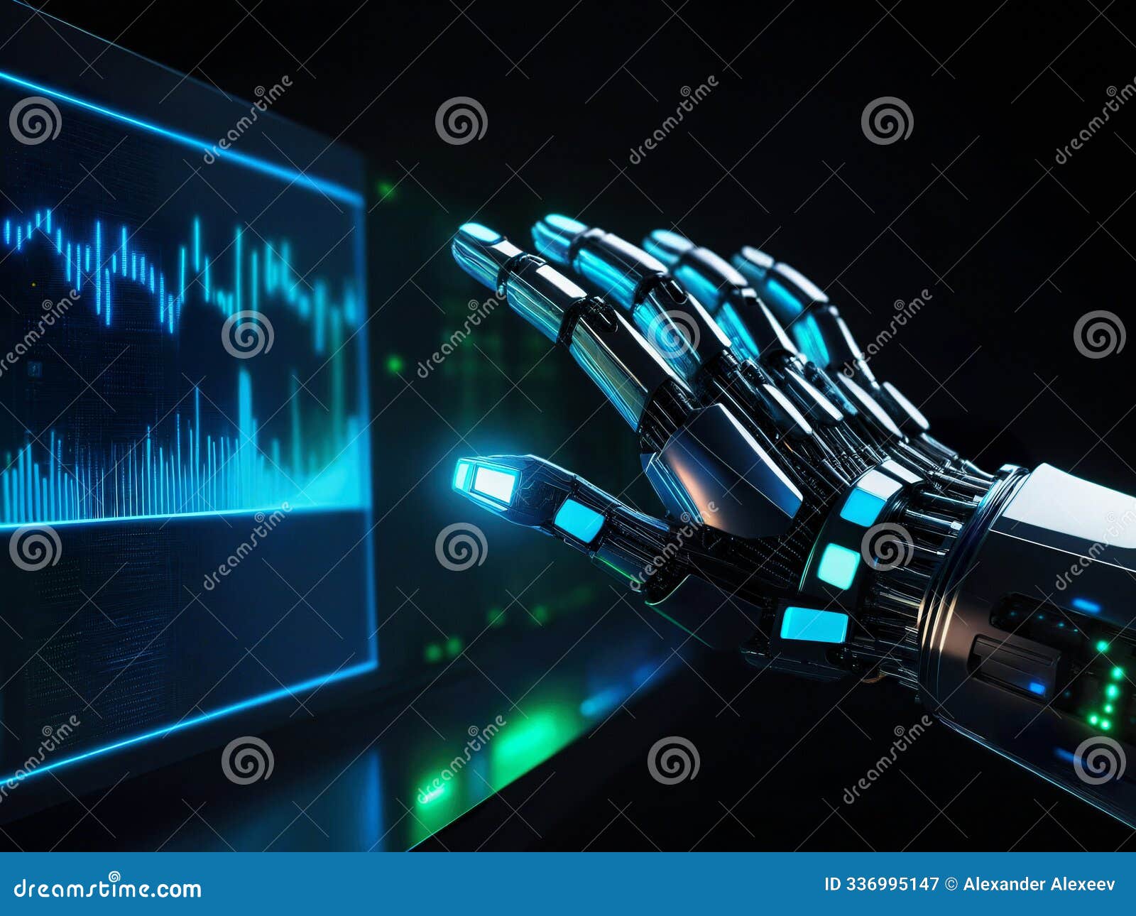 The Robot Analyzes Graphs. Artificial Intelligence, Hand Pointing To ...
