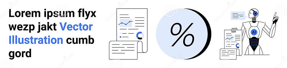 Robot Analyzing Data with Charts, Documents, and Percentage Symbol for ...