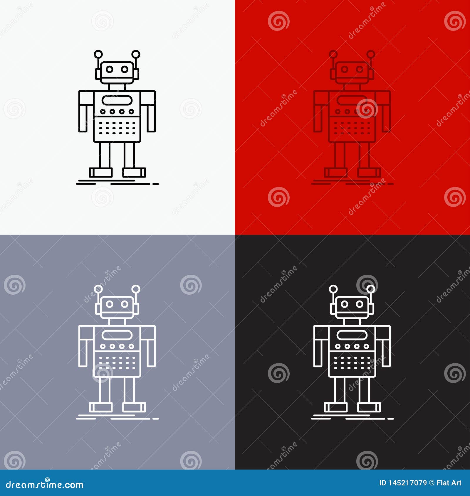 Robot, Android, Artificial, Bot, Technology Icon Over Various ...