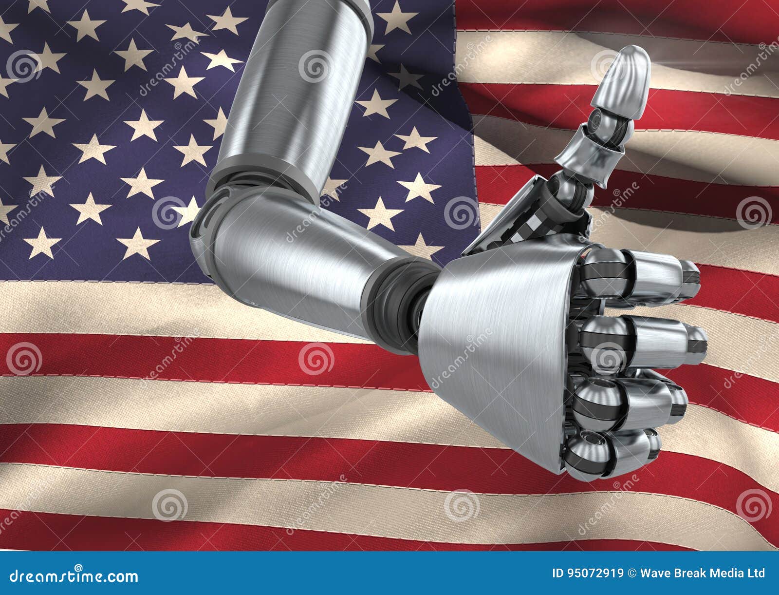 Robot Android Hand Thumbs Up American Flag Stock Image - Image of ...