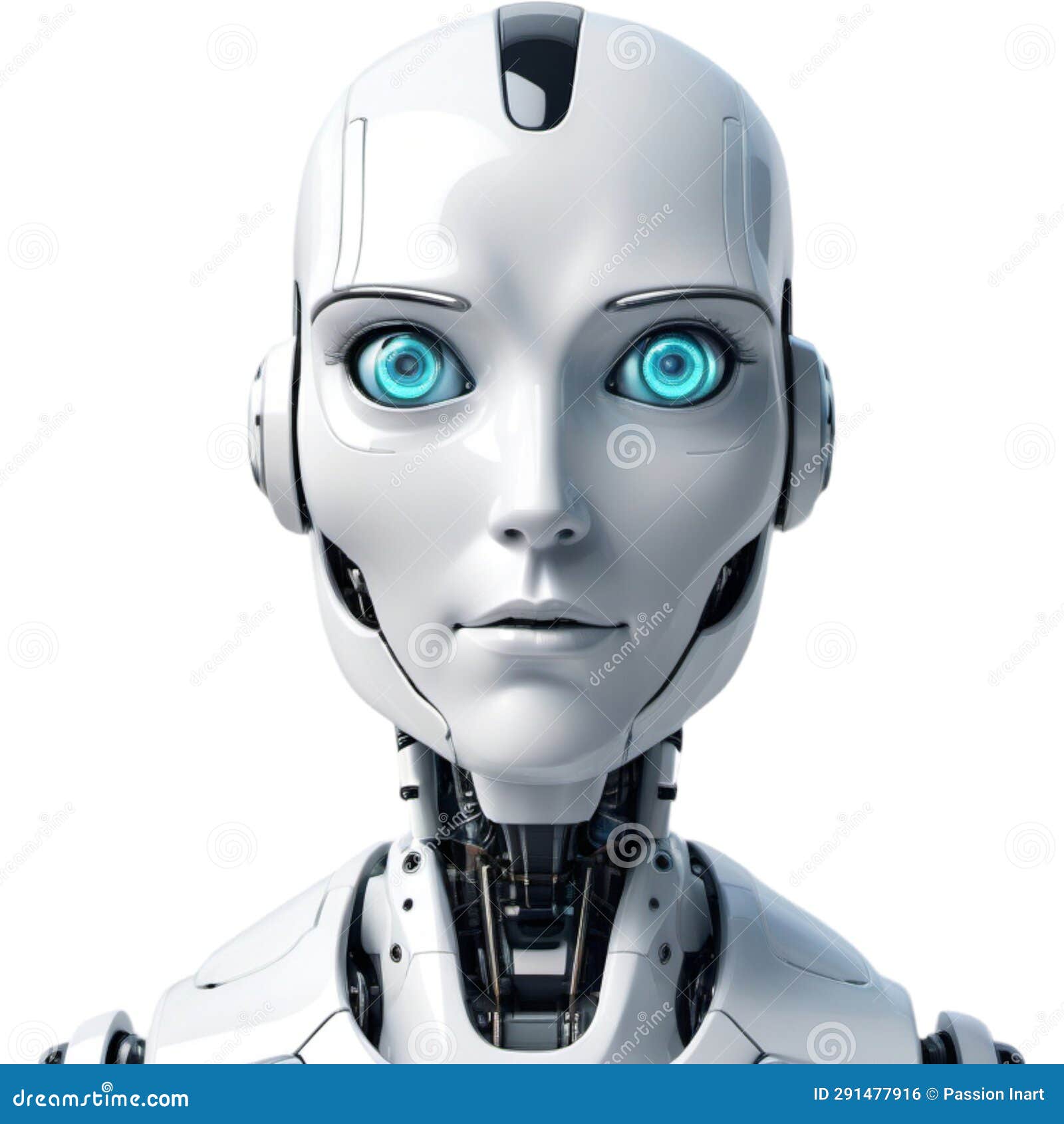 Robot Android Head Isolated on White Background Stock Illustration ...