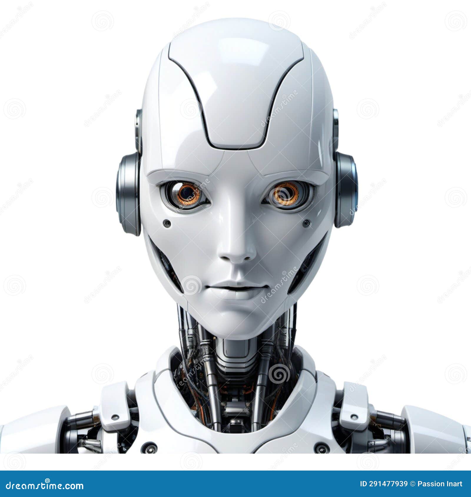 Robot Android Head Isolated on White Background Stock Illustration ...