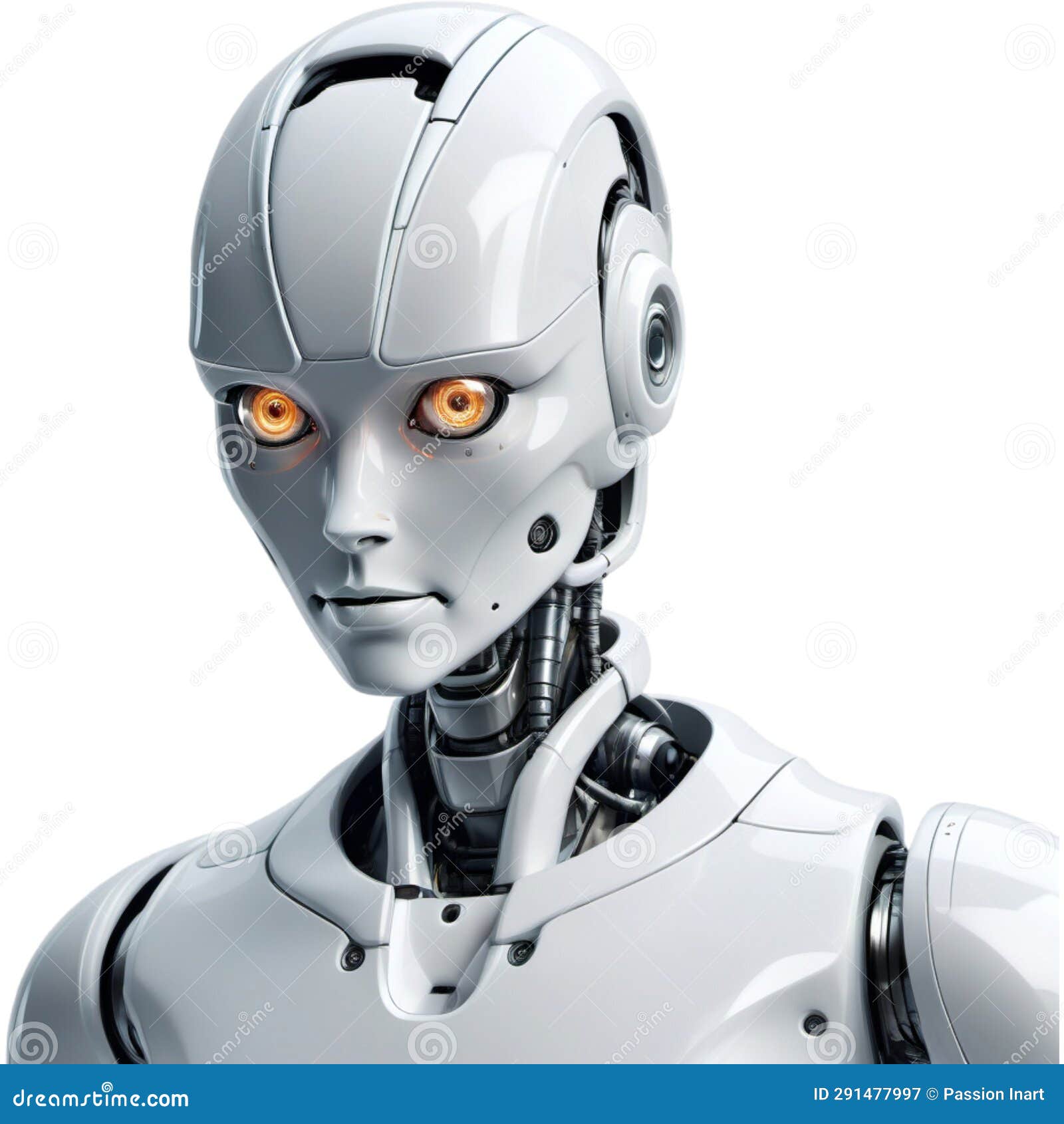 Robot Android Head Isolated on White Background Stock Illustration ...