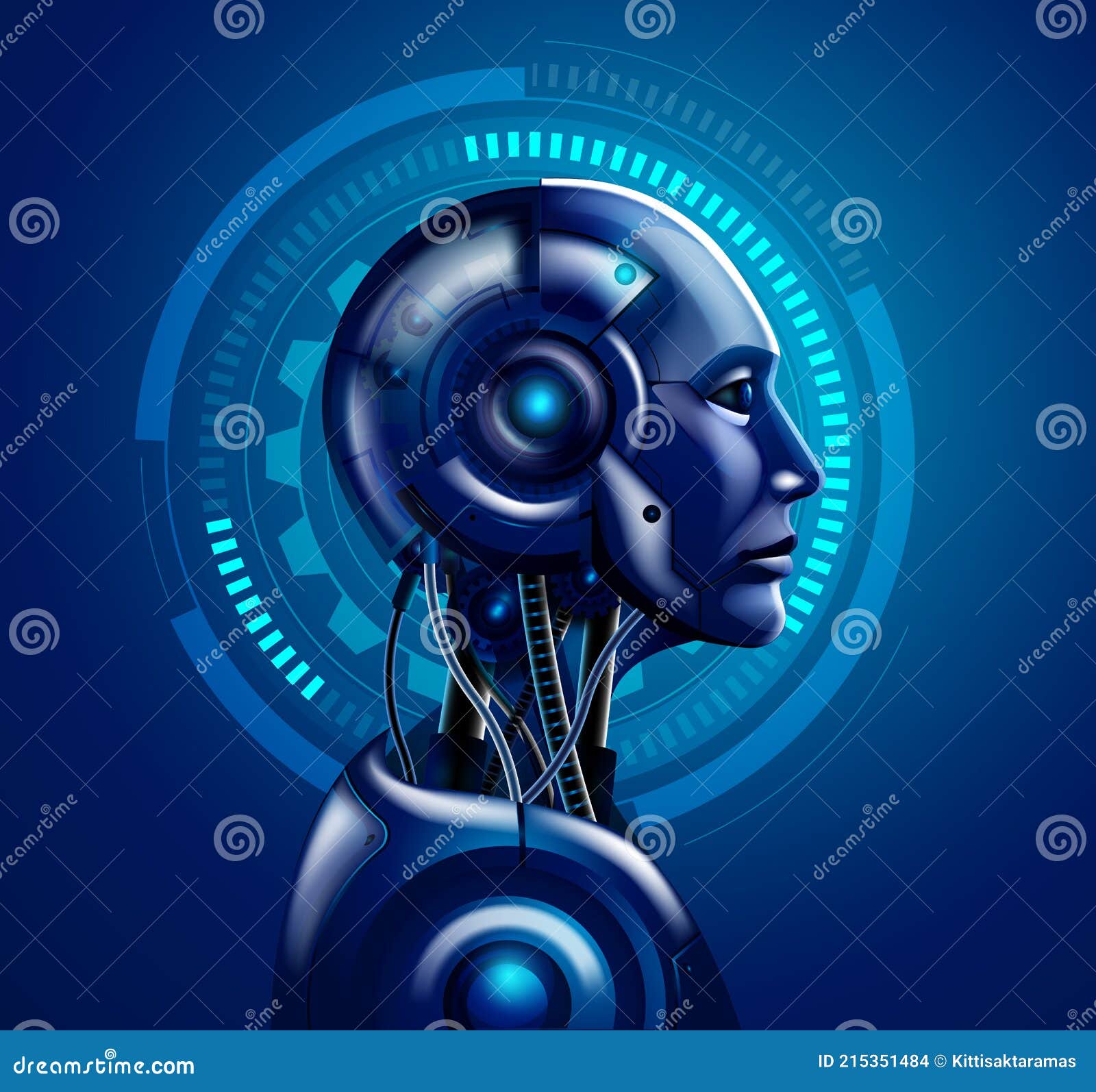 Robot Android Heads Vector Illustrations Stock Vector - Illustration of ...