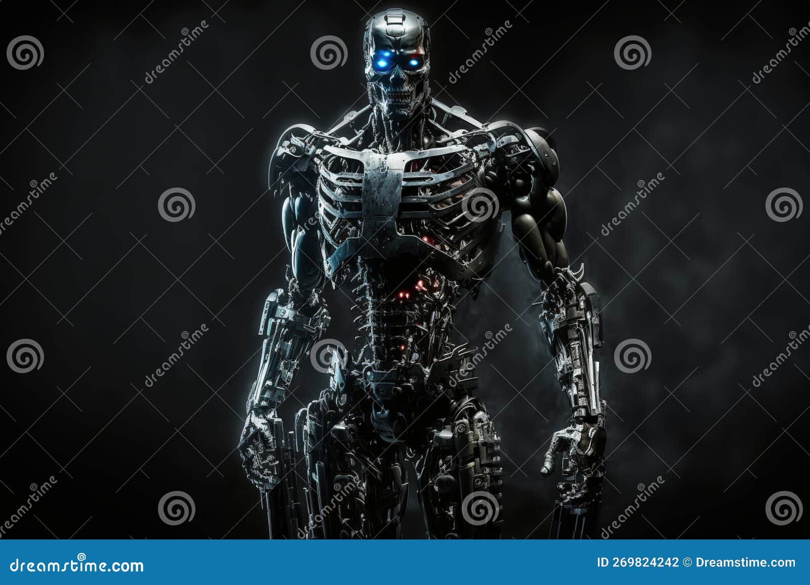 Robot Android Isolated in Black Background Stock Illustration ...