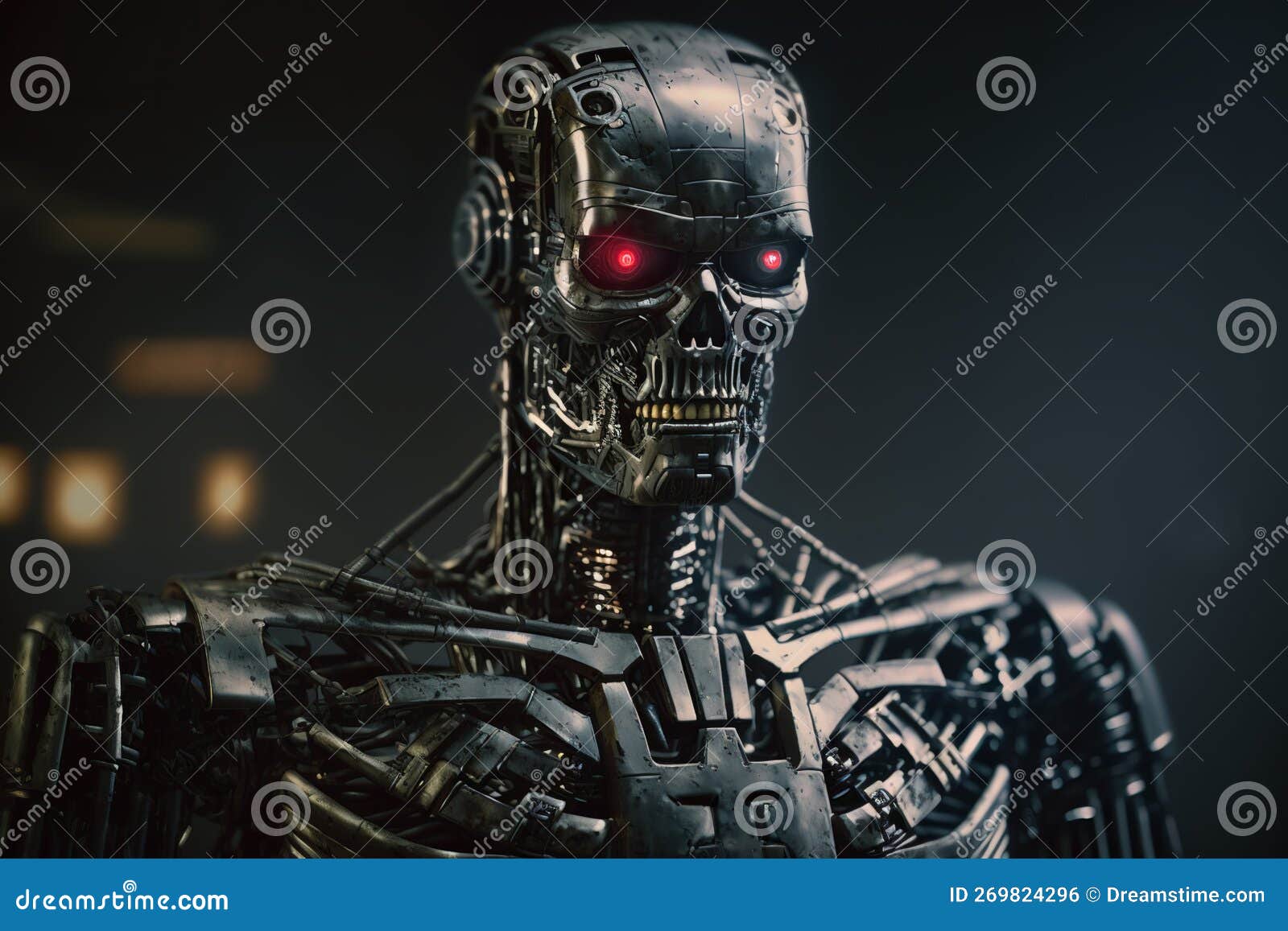 Robot Android Isolated in Black Background Stock Illustration ...