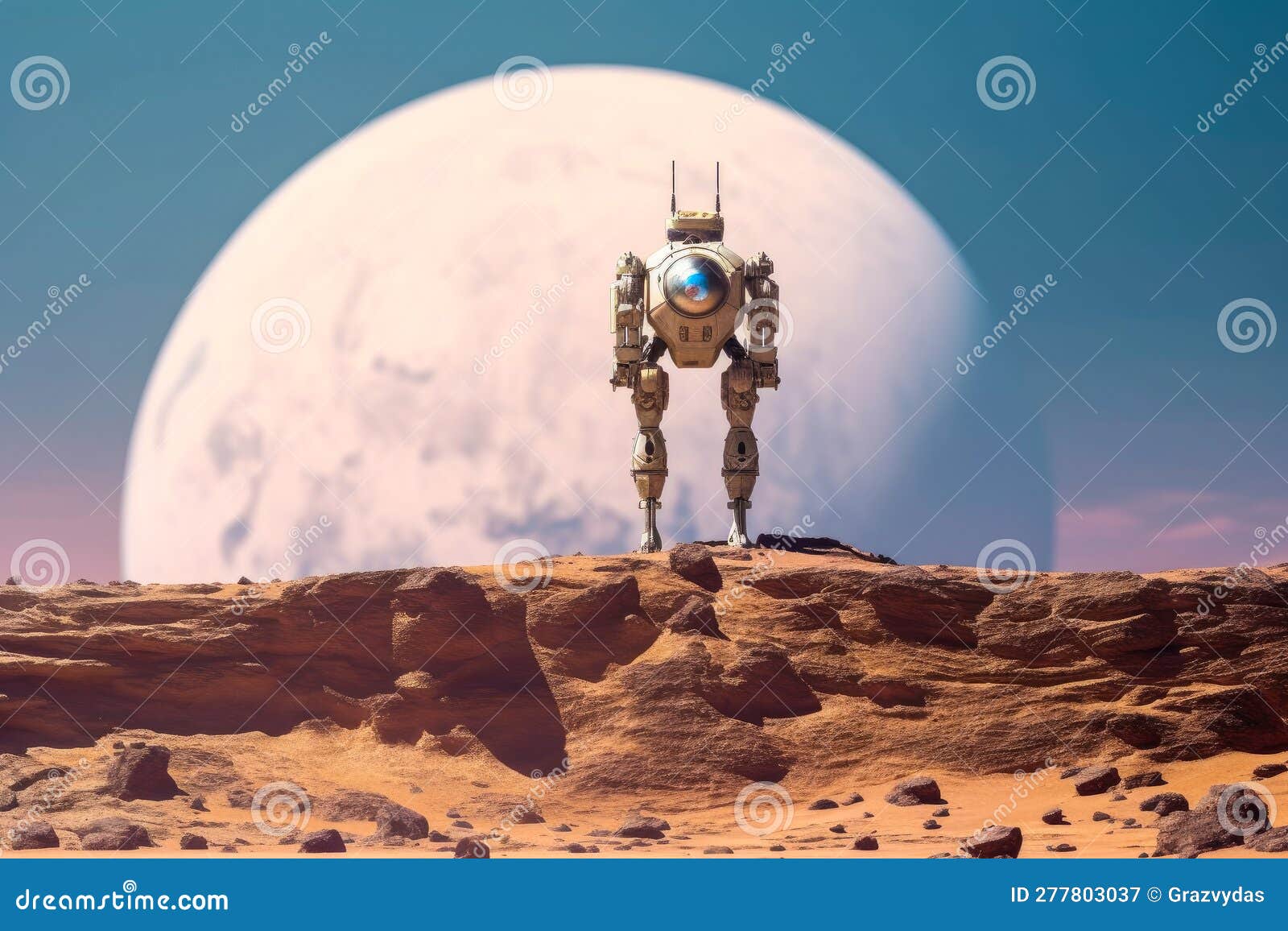 Robot Android on Mars Planet for Collecting Samples and Establishing a ...