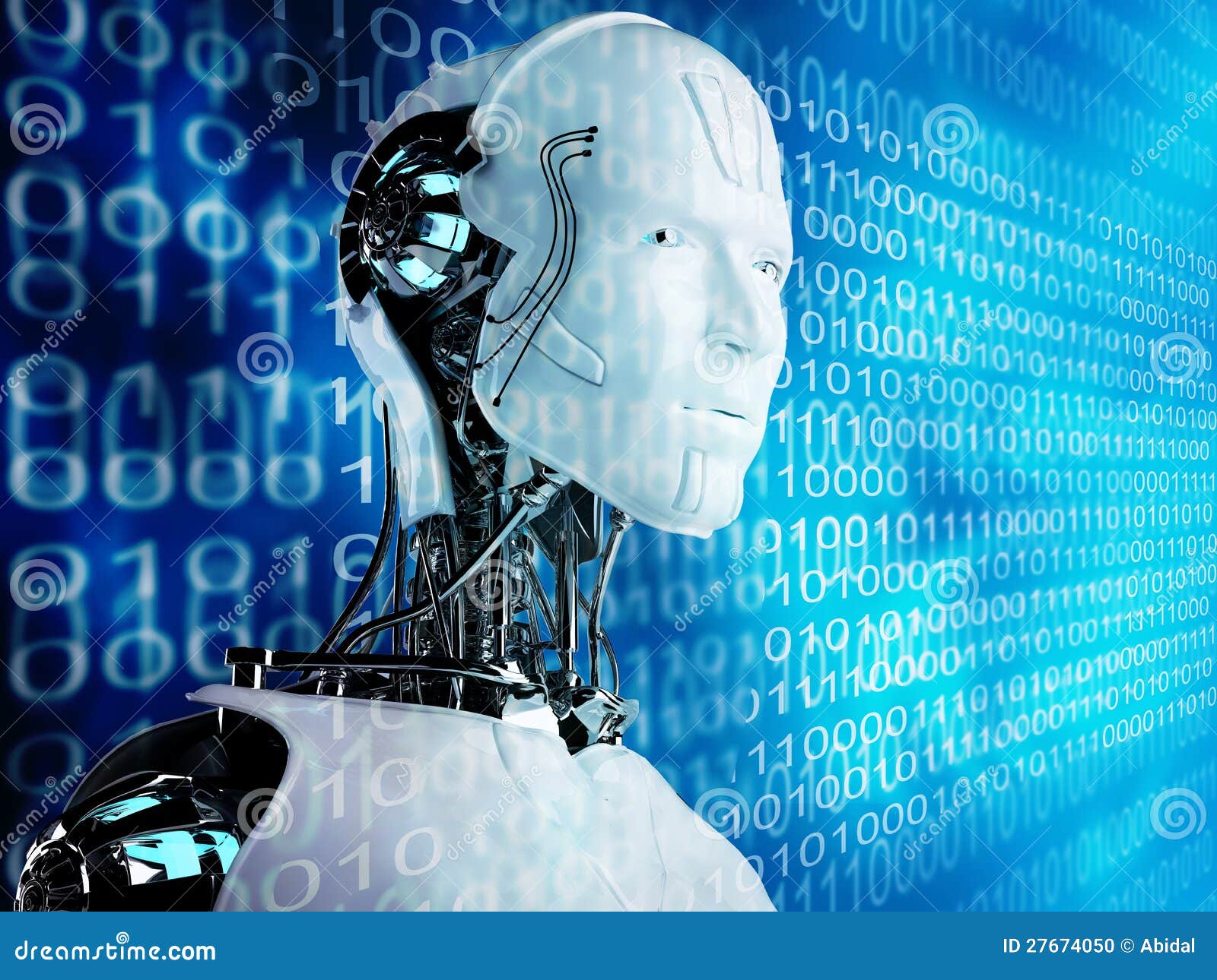 AI Android Robot ChatGPT Sitting On Desk And Using Computer To Chat ...