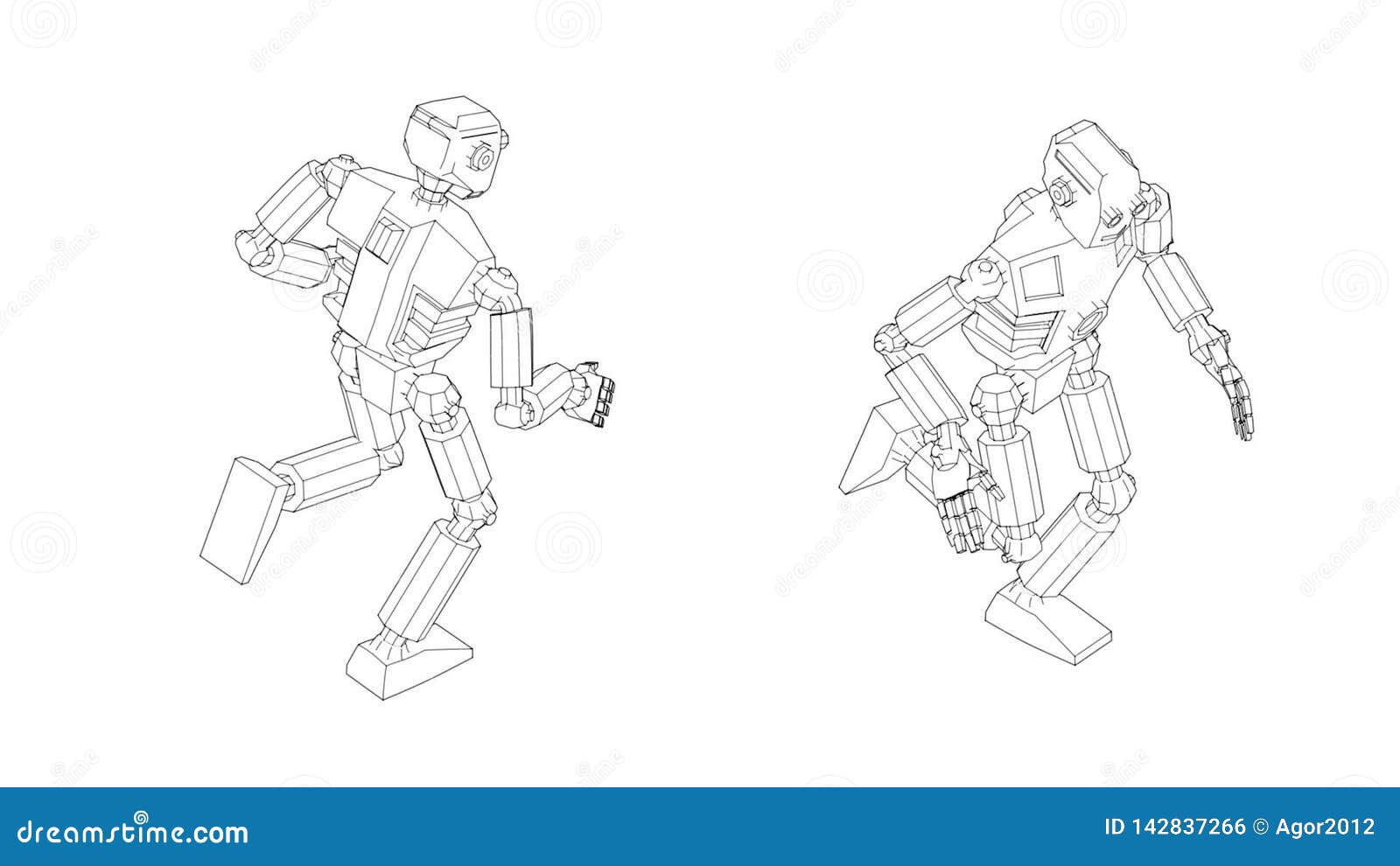 Robot Android Run Cycle. Isometric Front and Back View Stock Footage ...