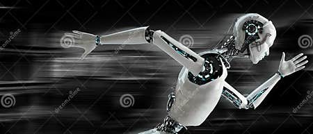 Robot android running stock illustration. Illustration of person - 34946251