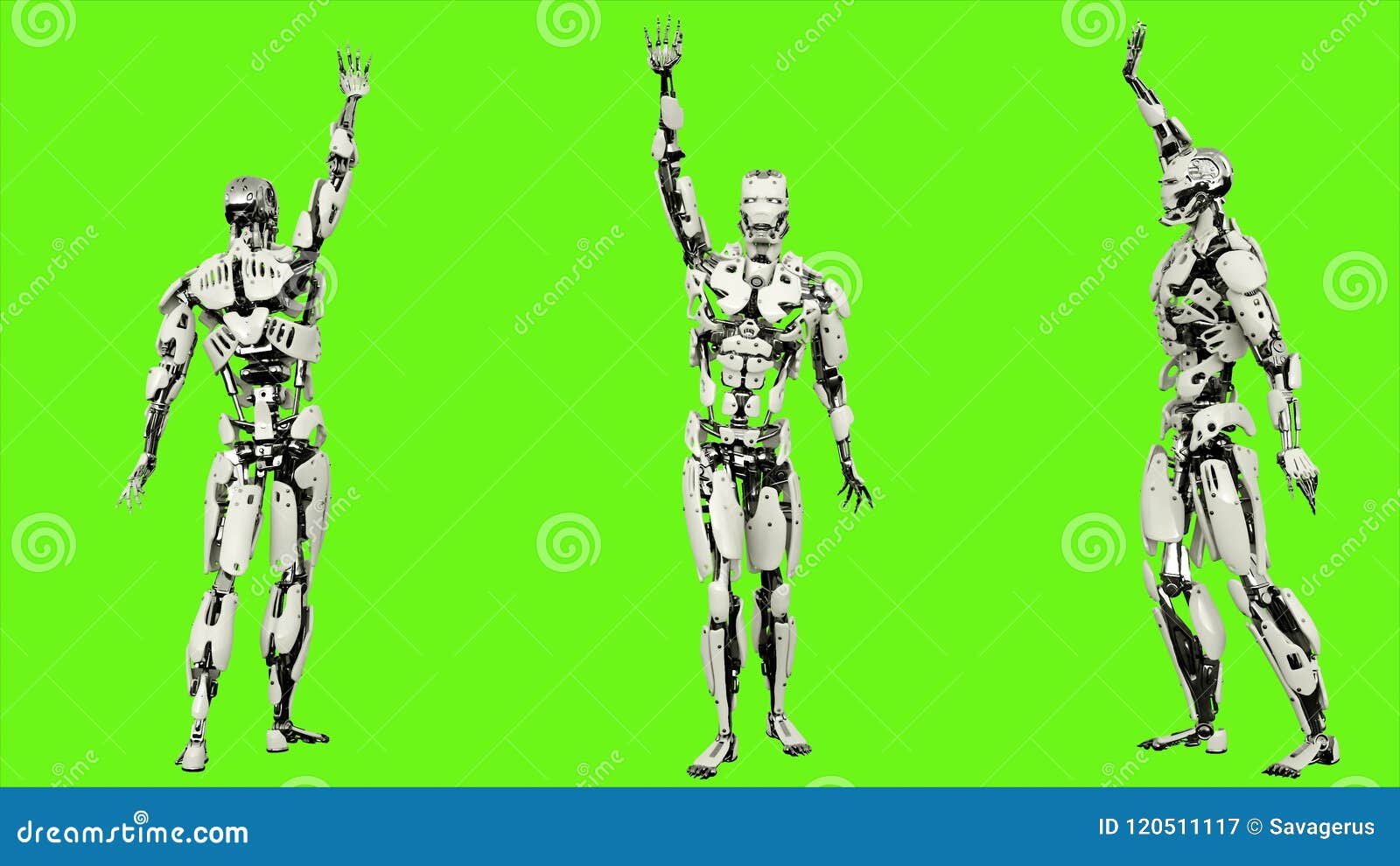 Robot Android is Waving a Greeting. Realistic Looped Motion on Green ...
