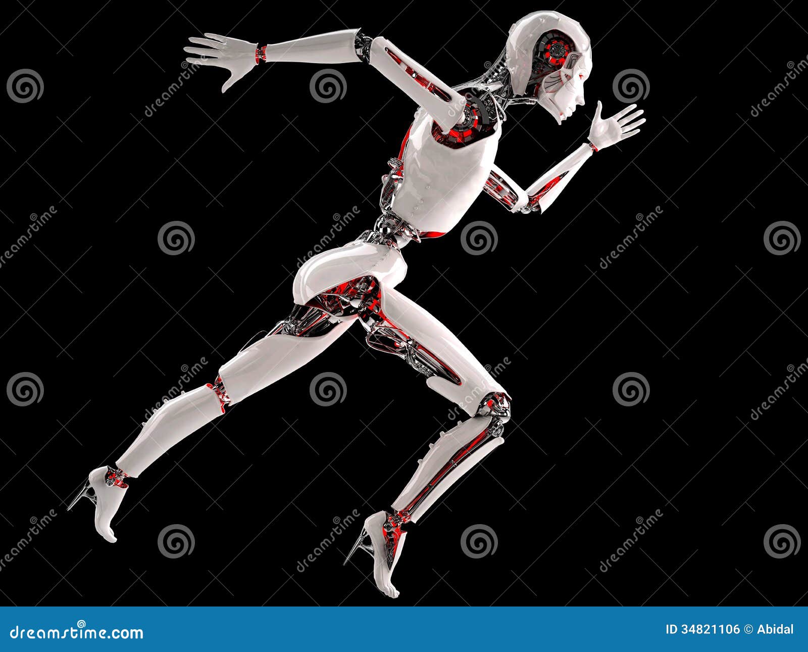 Robot Android Woman Running Stock Illustration - Illustration of ...