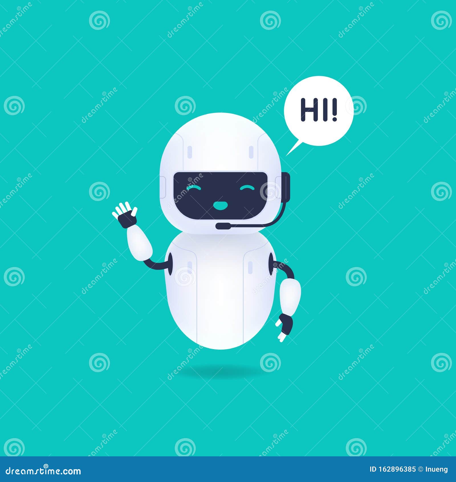 Robot Androide Blanco Amigo Dice Hola Robot De IA Lindo Y Sonriente ...