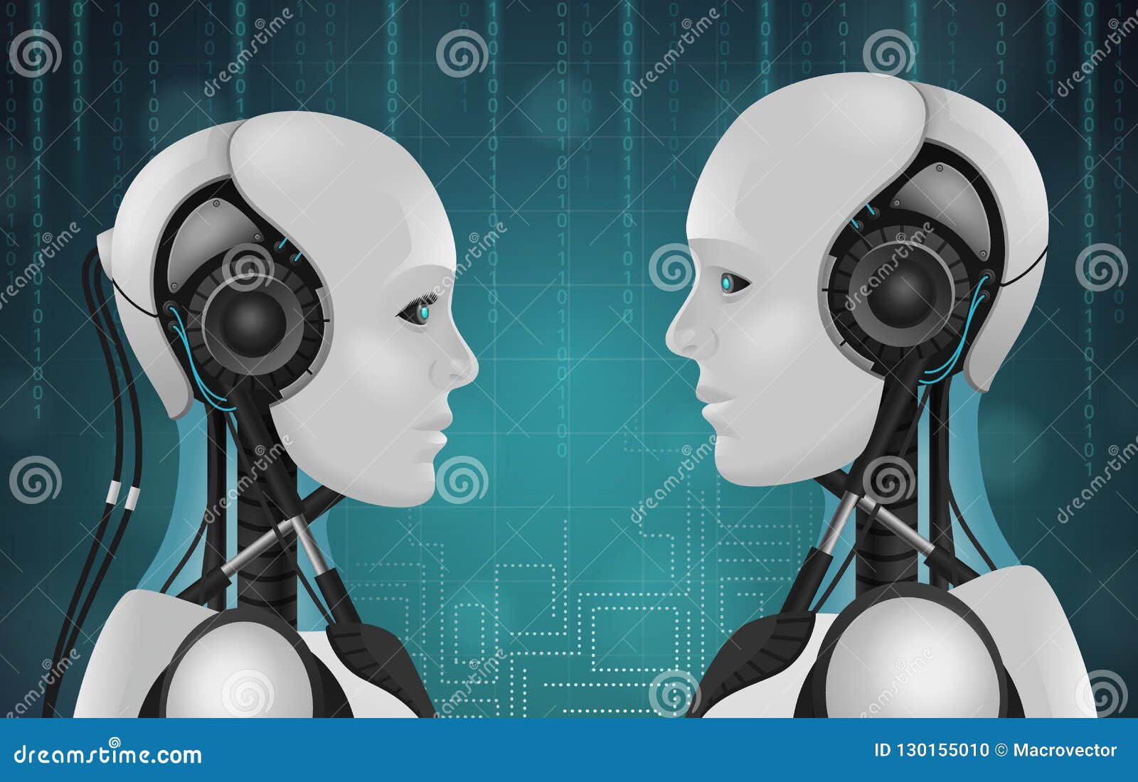 Robot Androids 3D Composition Stock Vector - Illustration of face ...