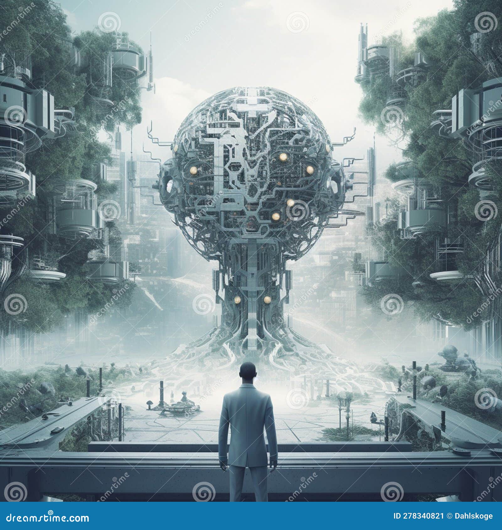 Robot apocalypse dystopia stock illustration. Illustration of world ...