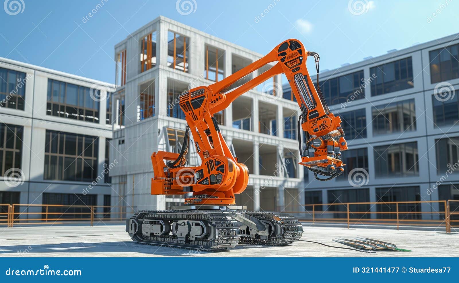 Advanced Construction Robot at Modern Building Site Stock Image - Image ...