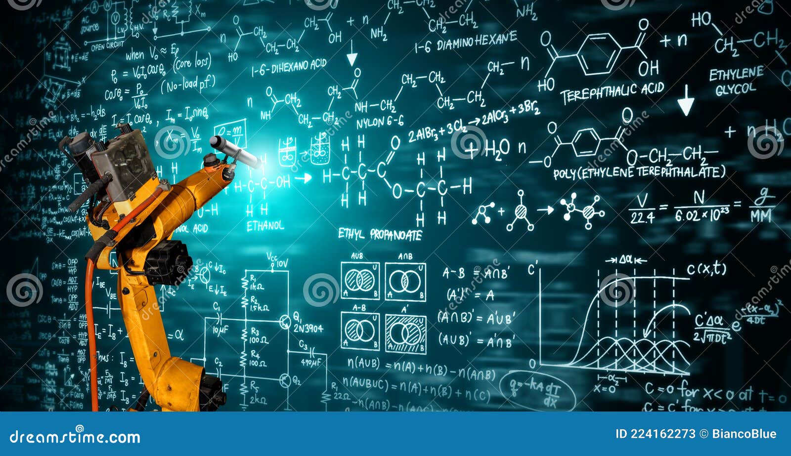 Robot Arm AI Analyzing Mathematics For Mechanized Industry Problem ...