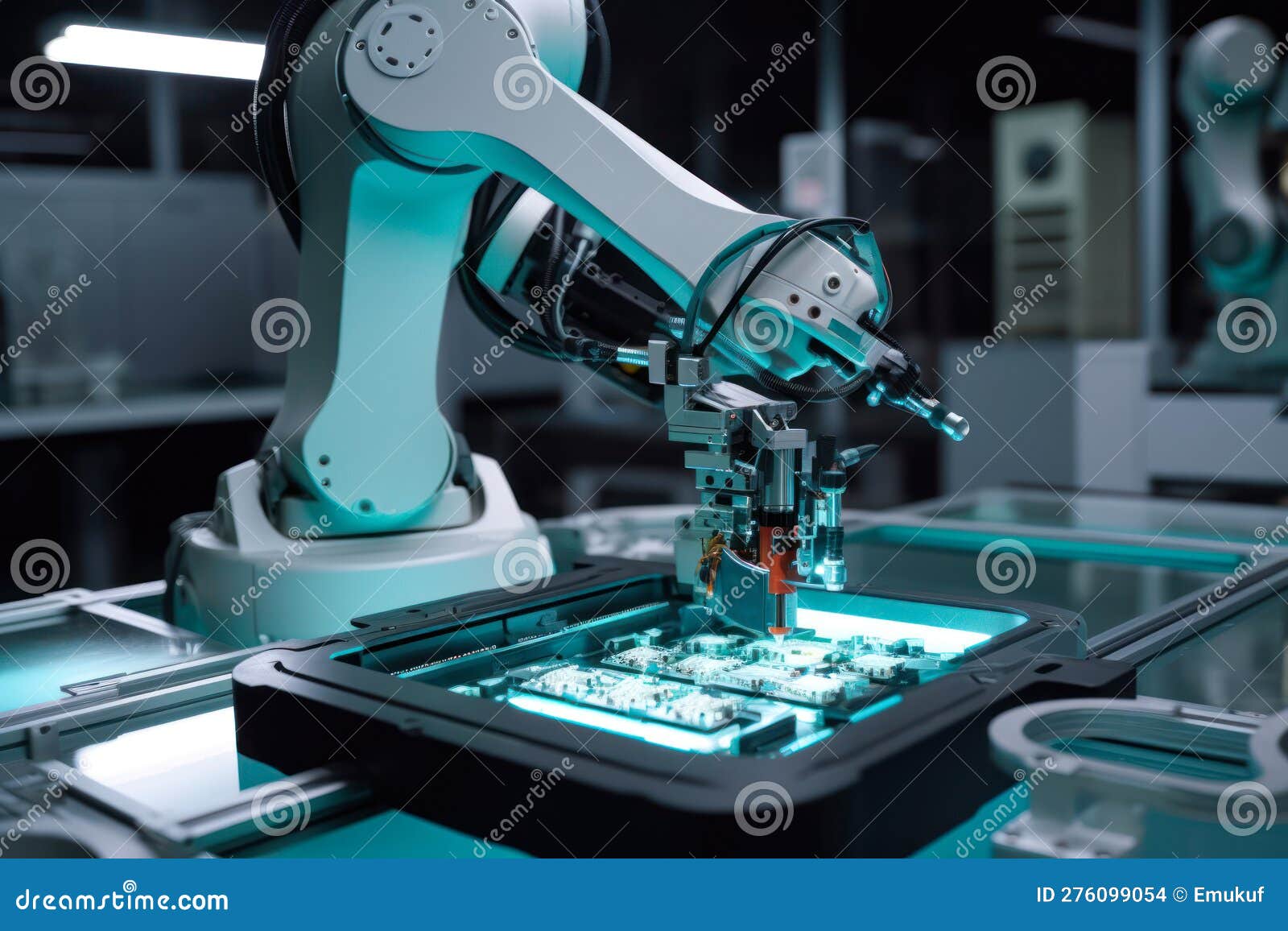 Robot Arm Assembling Circuit Boards Artificial Intelligence Generative ...