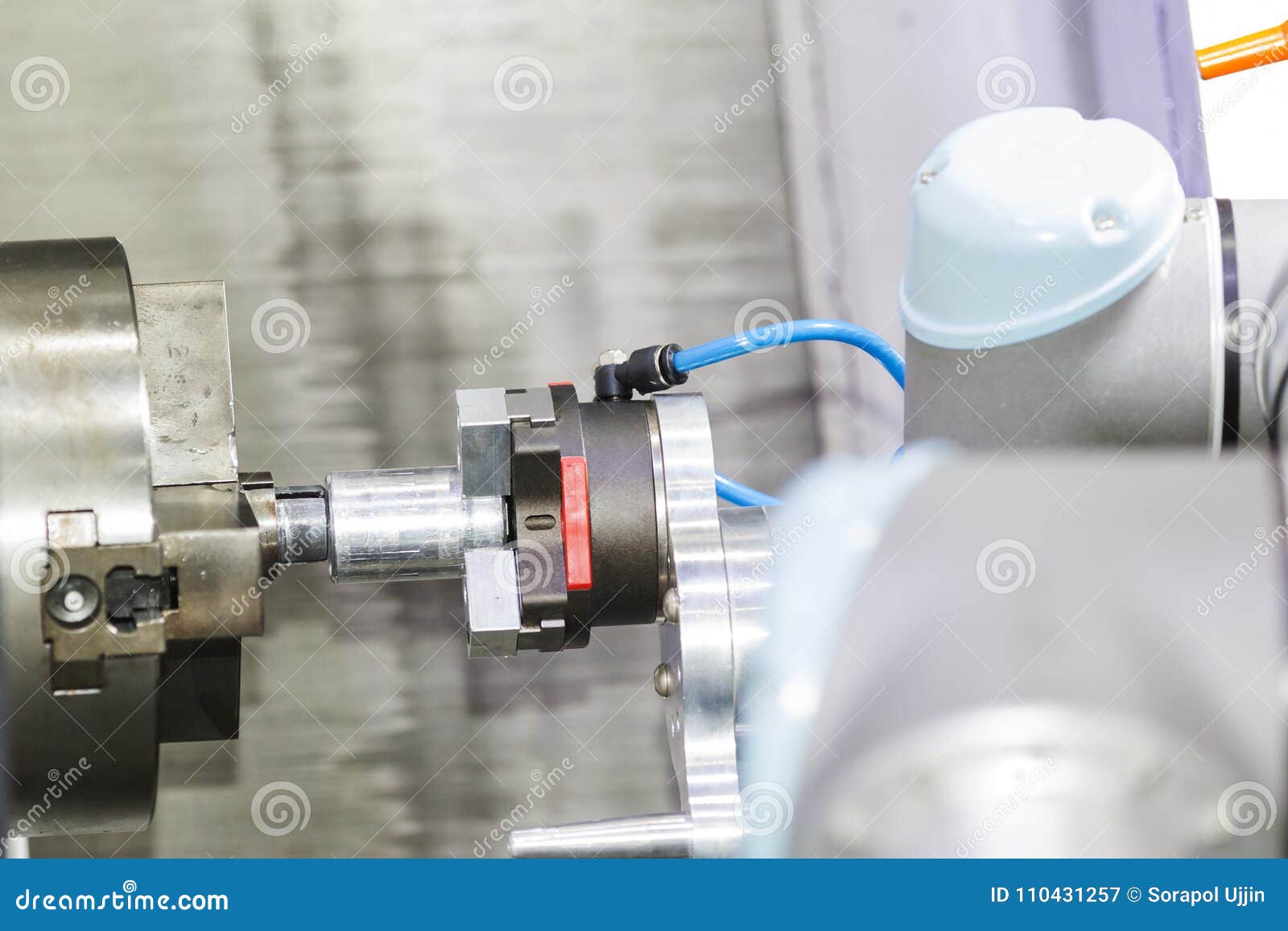 Robot Arm Auto Load and Unload CNC Turning Part Stock Image - Image of ...