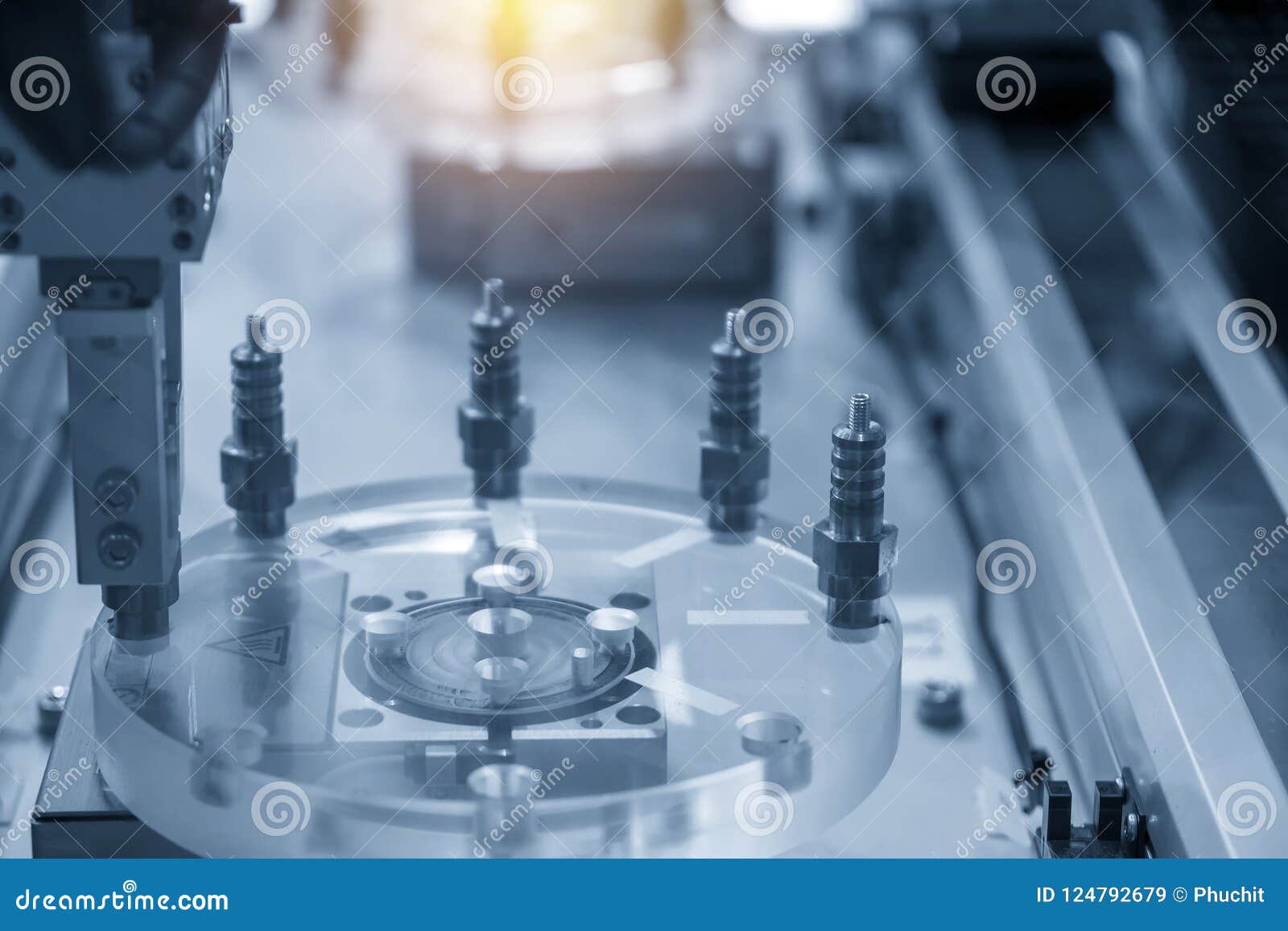 The Robot Arm Catch the Spark Plug Stock Image - Image of blue ...