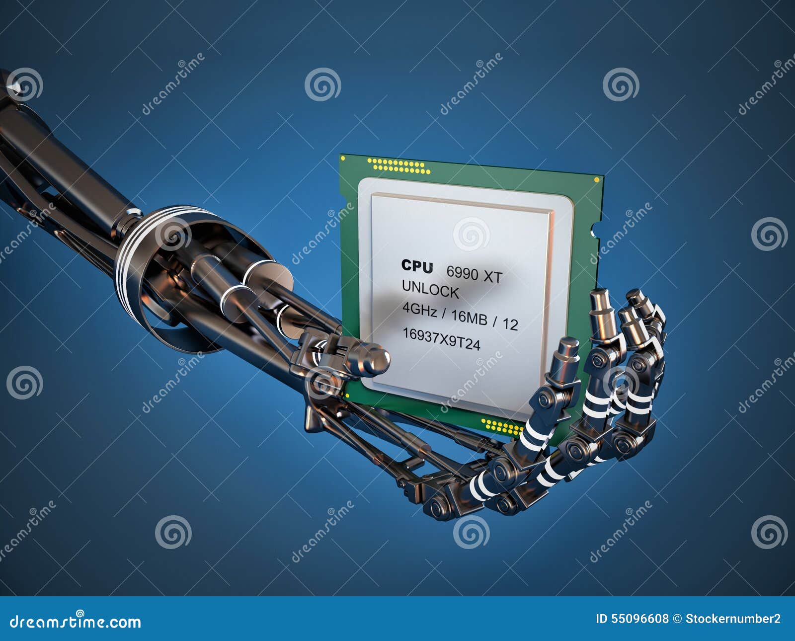 Robot Arm with Chip or Processor. High Technology Stock Illustration ...