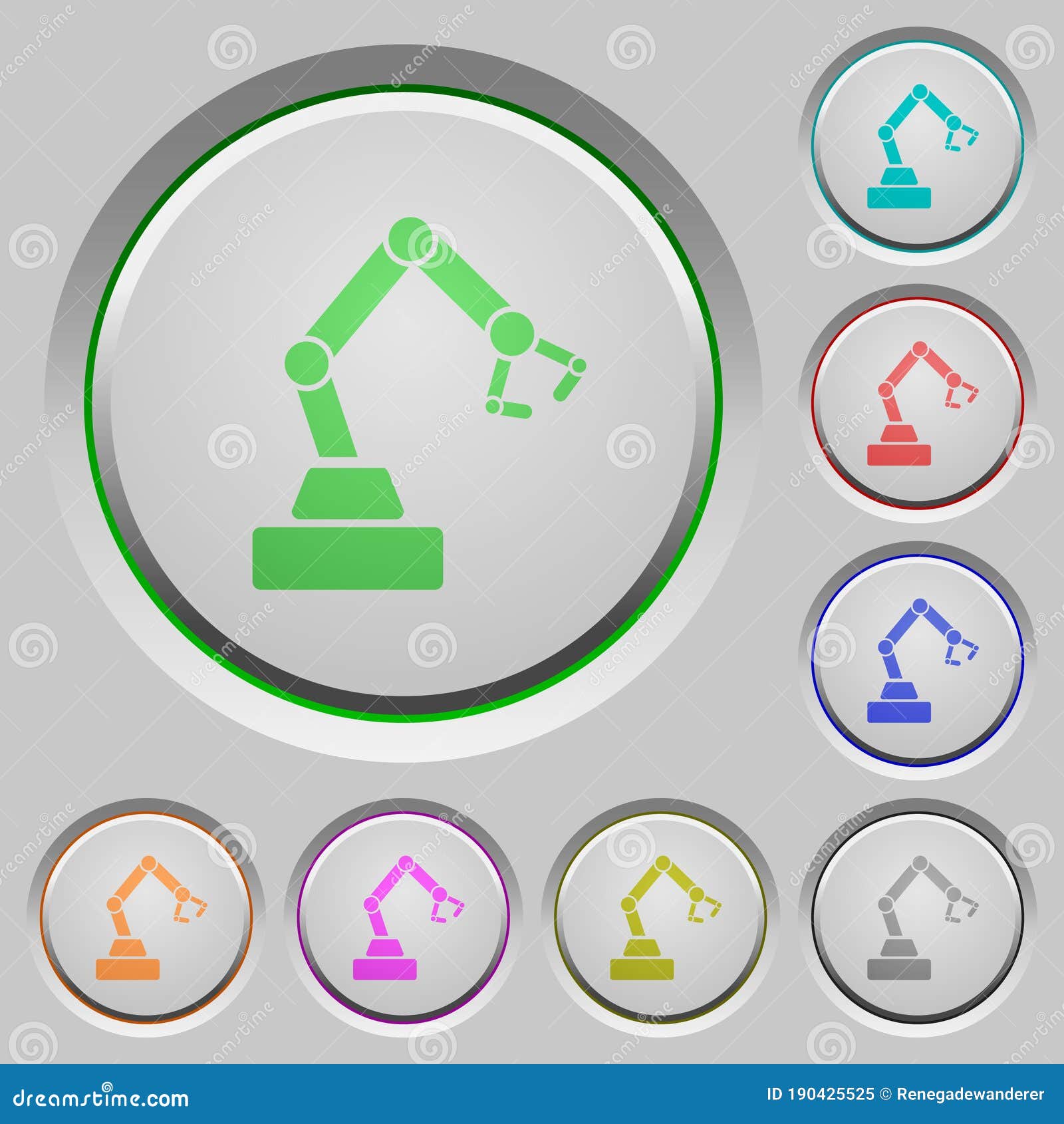 Robot arm push buttons stock vector. Illustration of production - 190425525