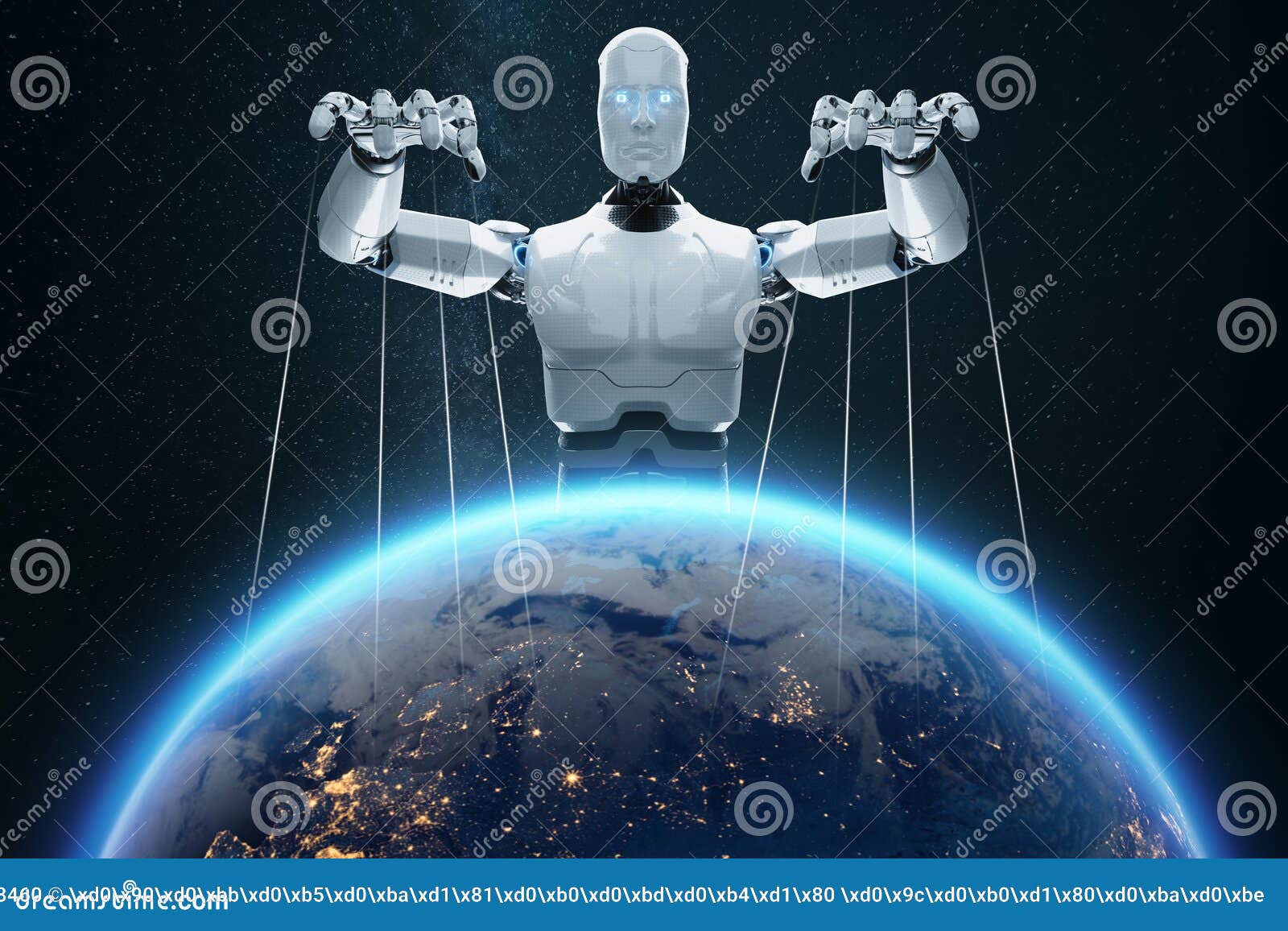 The Robot Arm Controls Humanity Like Puppets. Neural Networks, AI ...