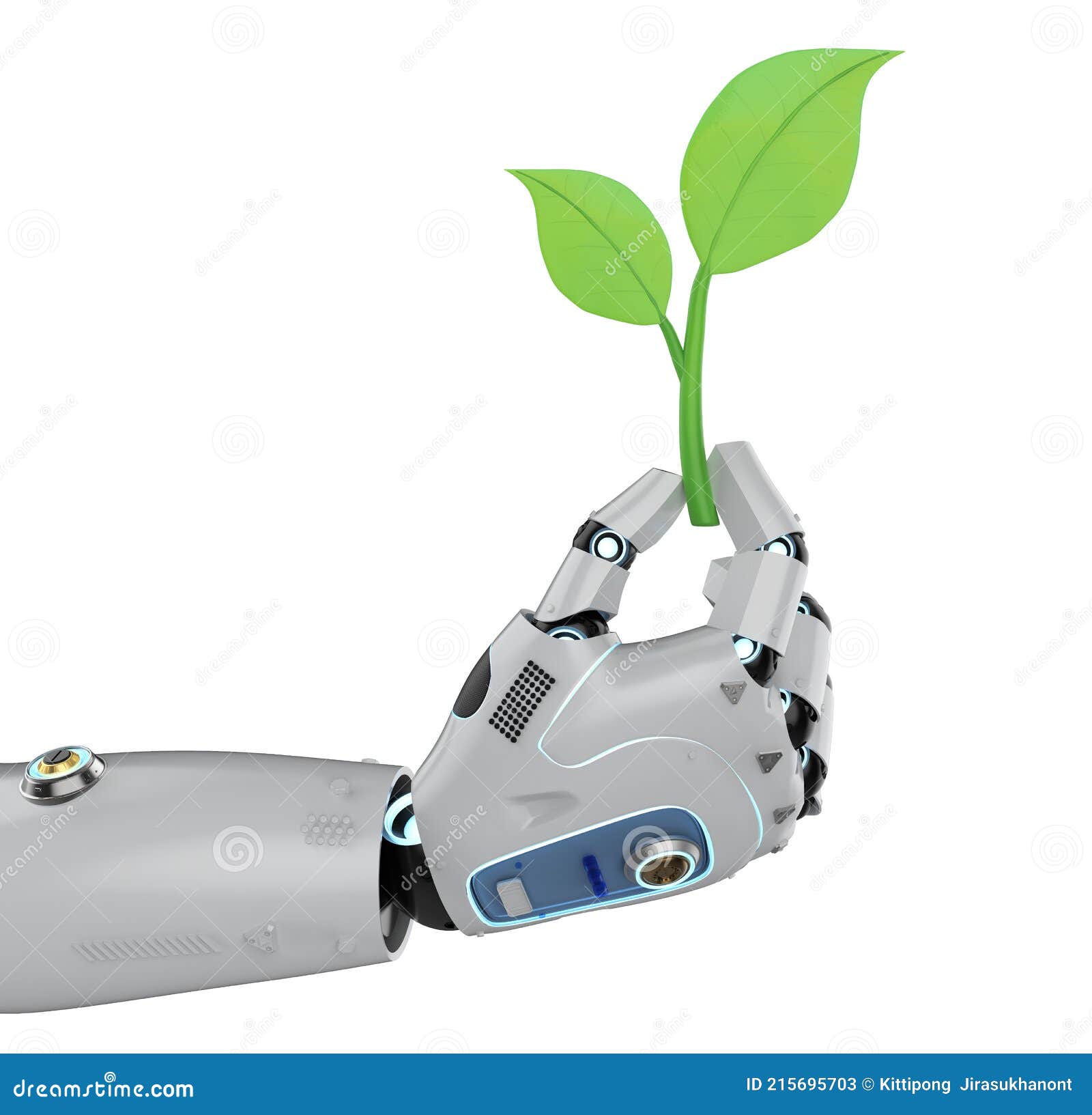 Robot Arm with Green Leaves Stock Illustration - Illustration of ...