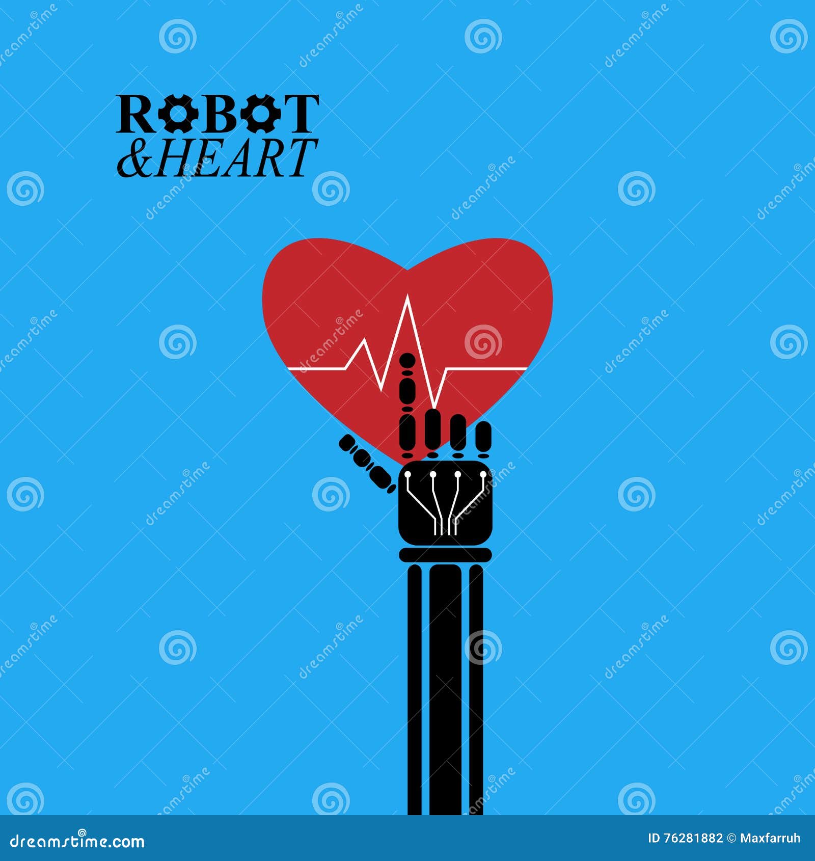 Robot arm with heartbeat stock illustration. Illustration of industry ...