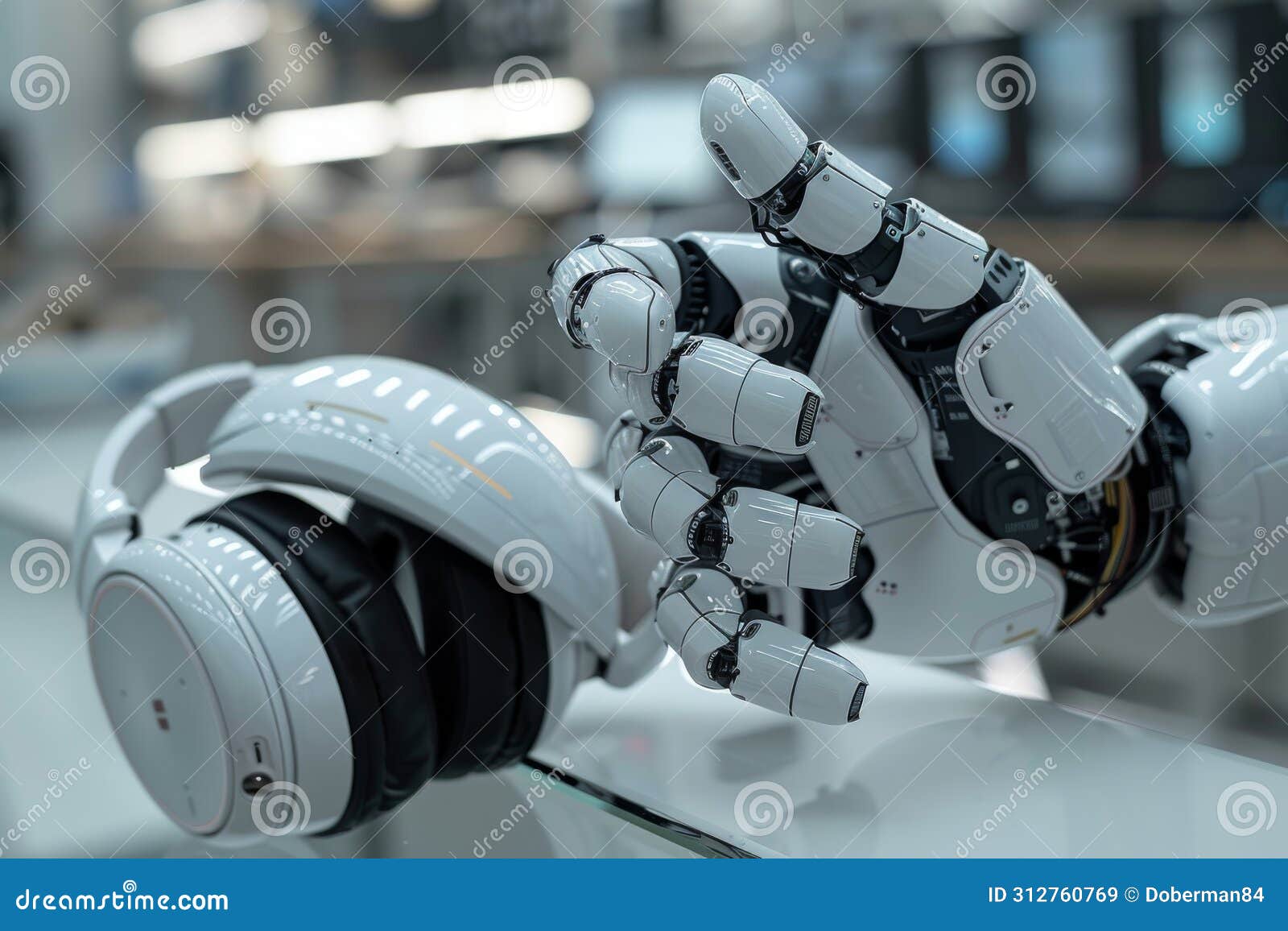 Robot Arm Holding a Lithium Battery in a Modern Technology Setting ...