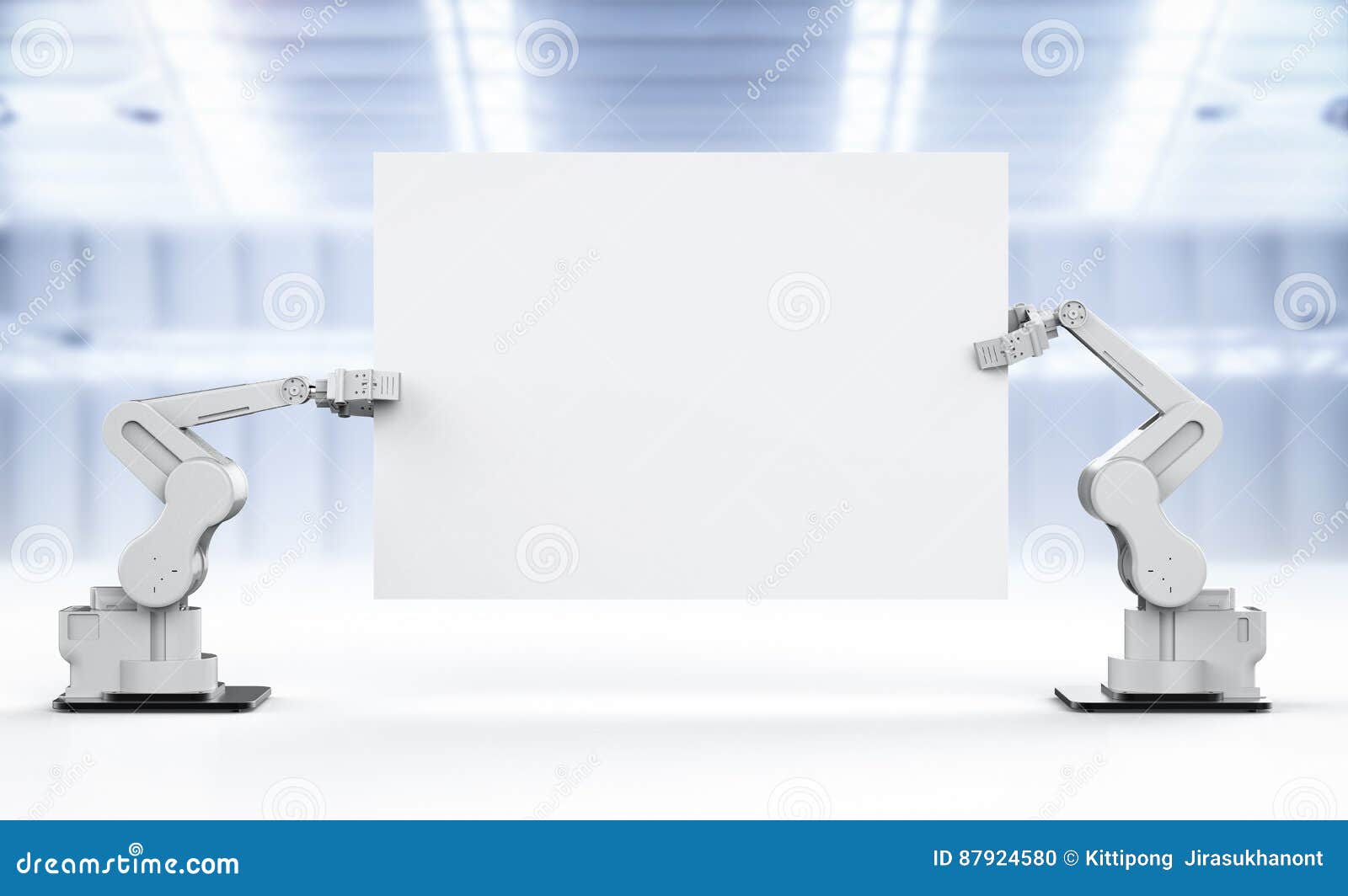 Robot Arm Holding White Blank Paper Stock Illustration - Illustration ...