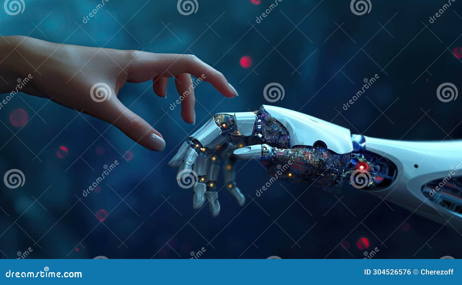 Robot Arm and Human Hand Touching Each Other Stock Illustration ...
