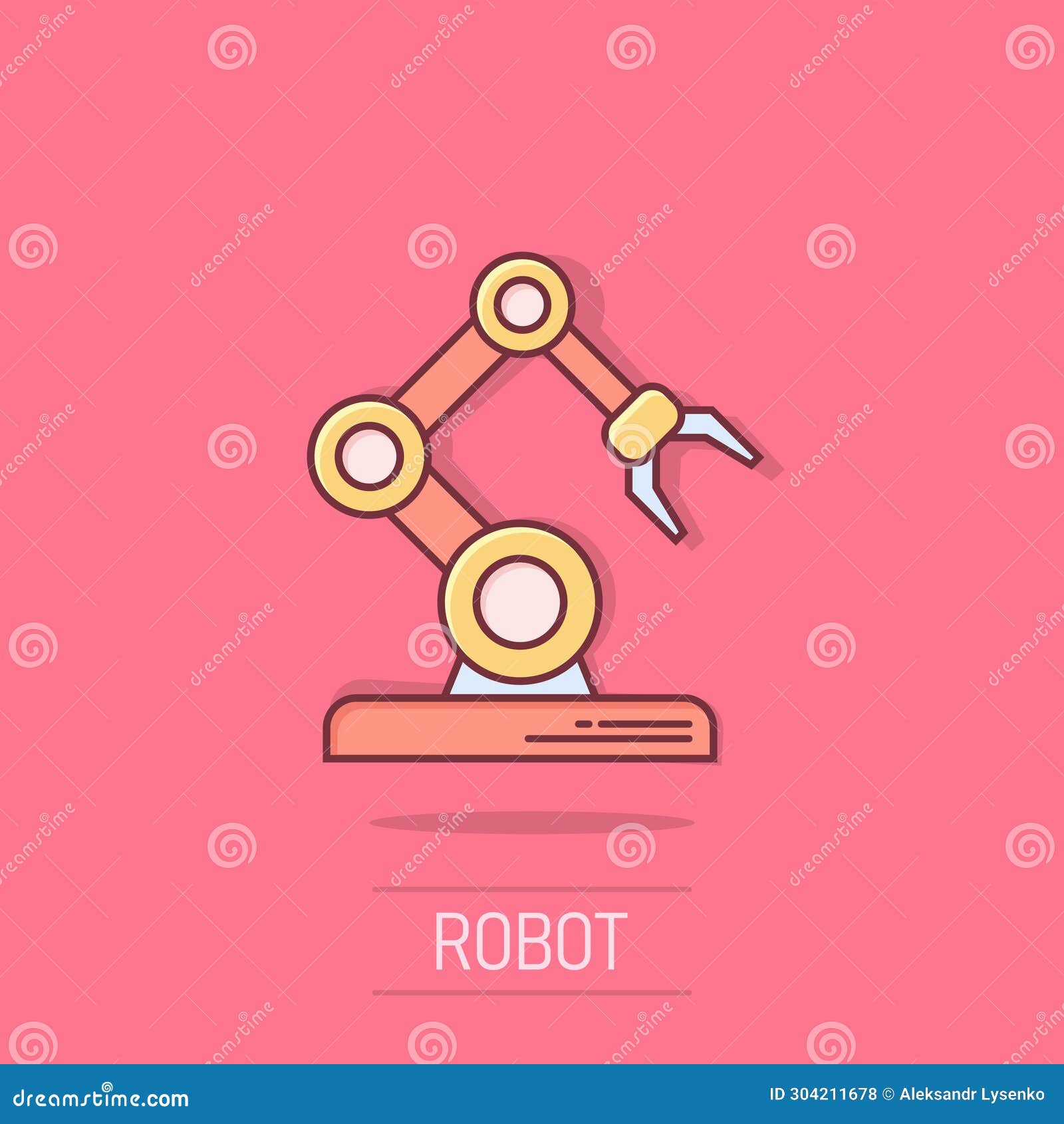 Robot Arm Icon in Comic Style. Mechanic Manipulator Cartoon Vector ...