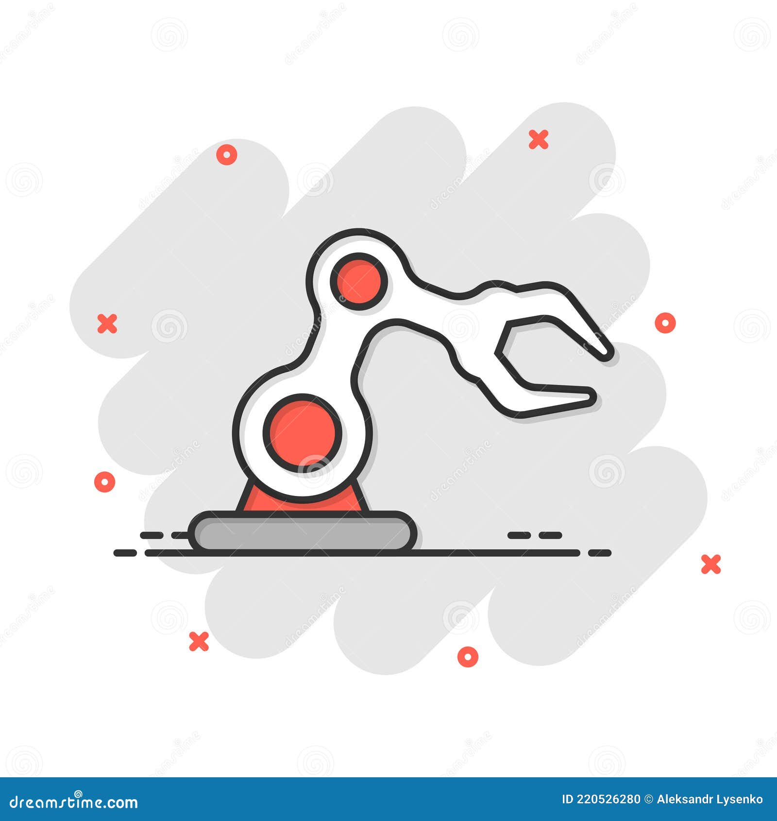 Robot Arm Icon In Comic Style. Mechanic Manipulator Cartoon Vector ...