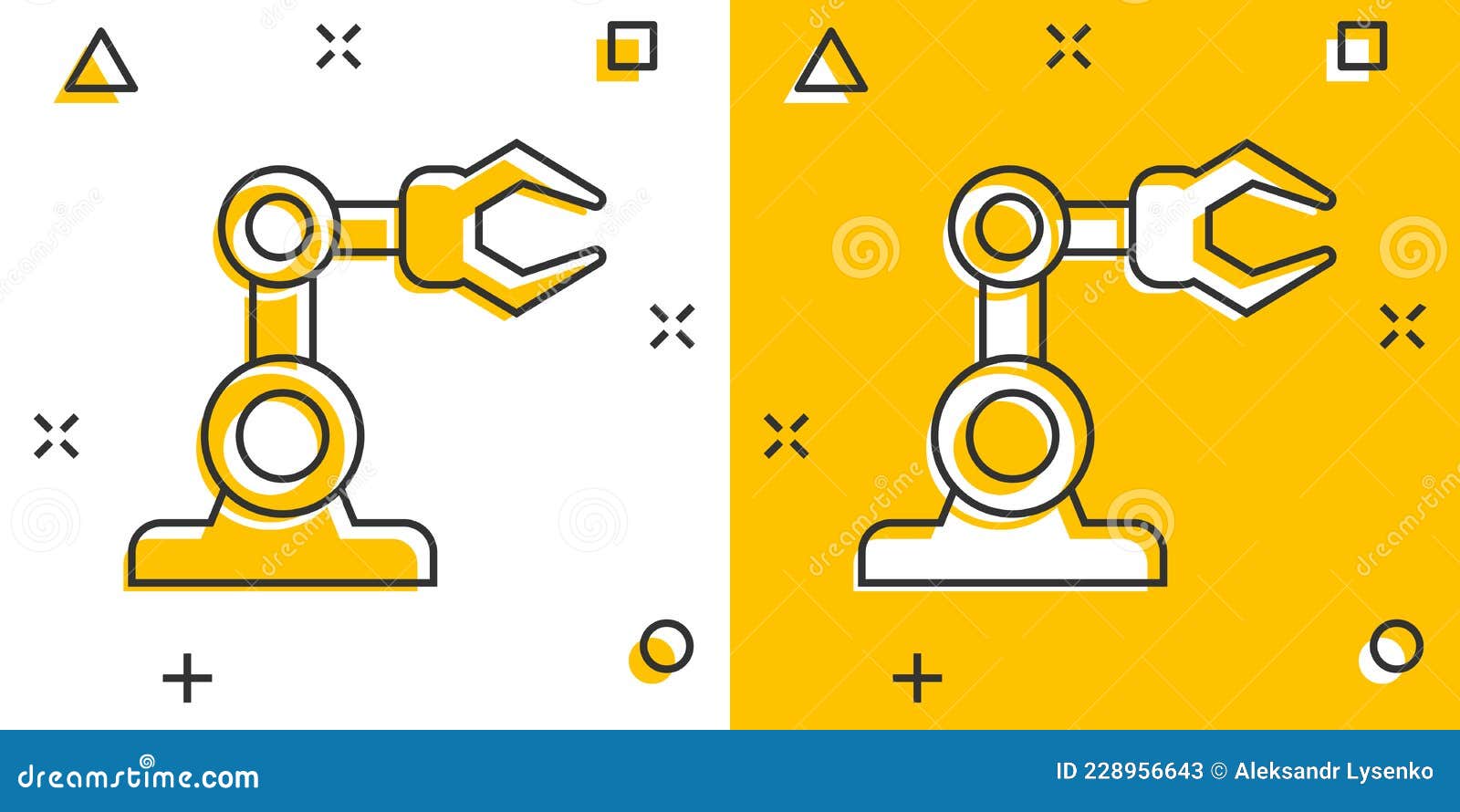 Robot Arm Icon In Comic Style. Mechanic Manipulator Cartoon Vector ...