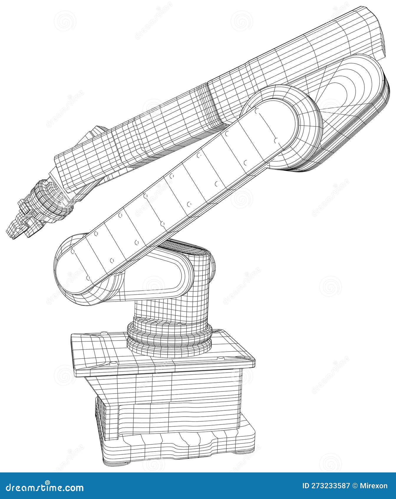 Robot Arm, Industrial Machinery. Technical Illustration Wire-frame ...