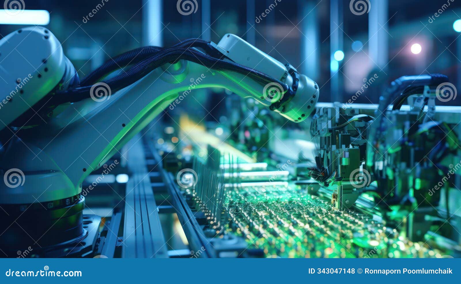 A Robot Arm Inside an Electronics Factory Stock Illustration ...