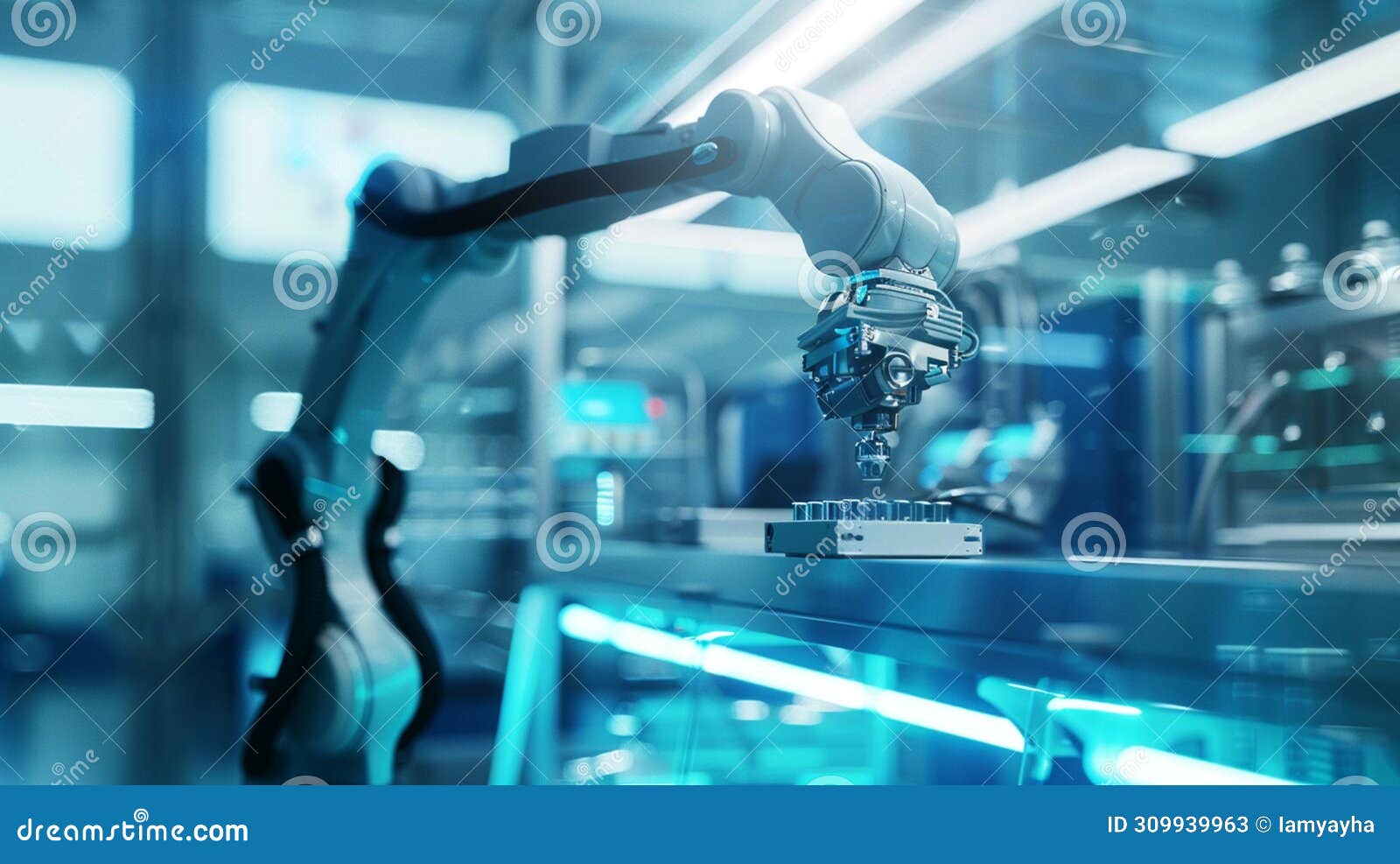 Robot Arm Inside Electronics. Advanced Technology Industry Background ...