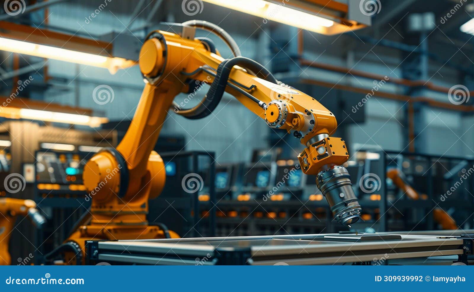 Robot Arm Inside Electronics. Advanced Technology Industry Background ...