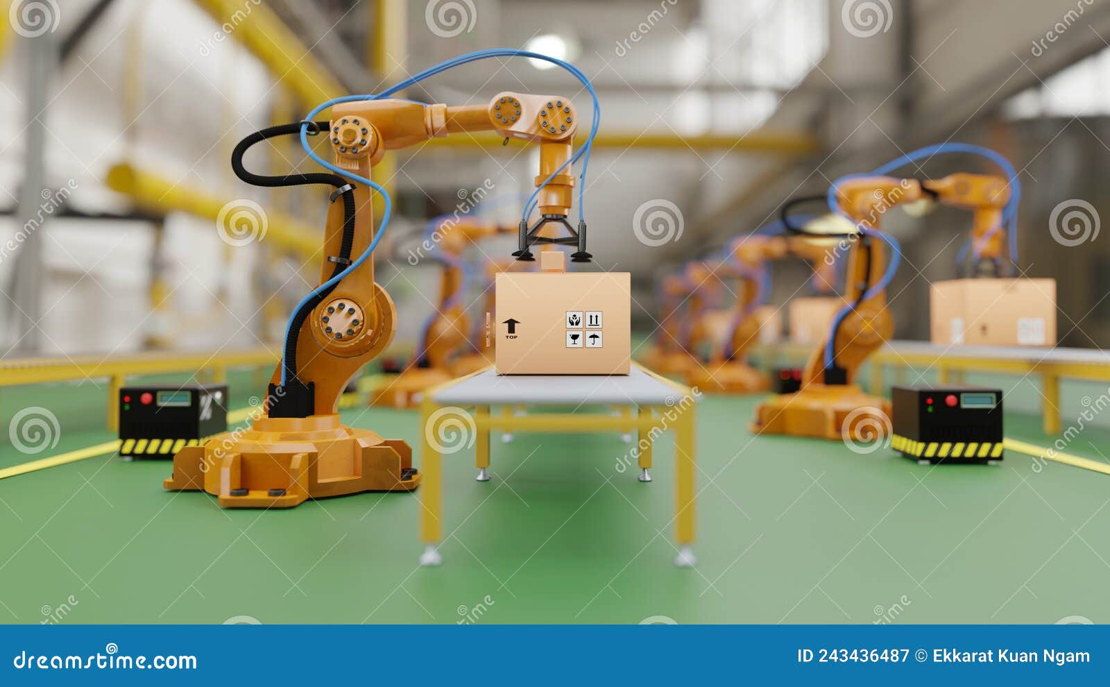 Robot Arm Lift in the Production Line. Stock Illustration ...