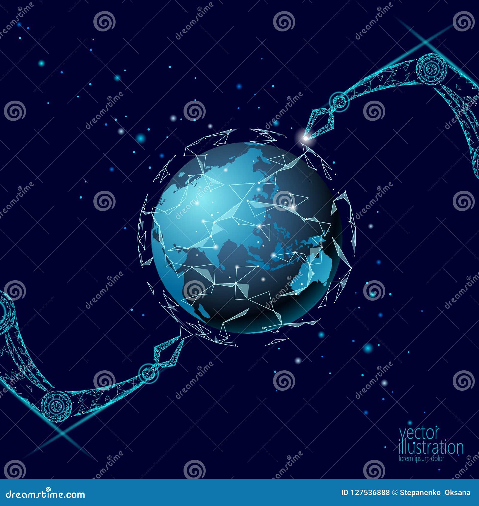 Robot Arm Low Poly Manipulator. Earth Ecology Construct Assembly ...