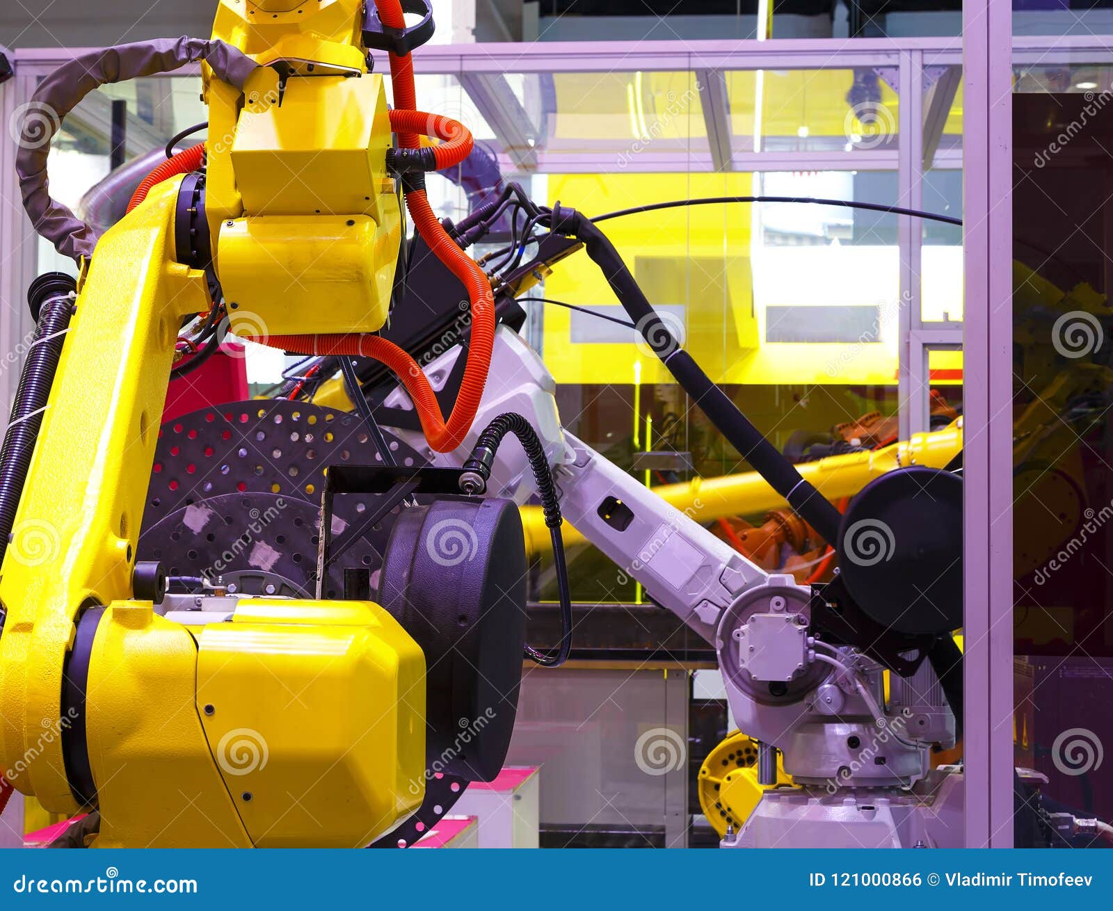 Robot Arm in Machine Tool Metalworking Process for Industry Manufacture ...